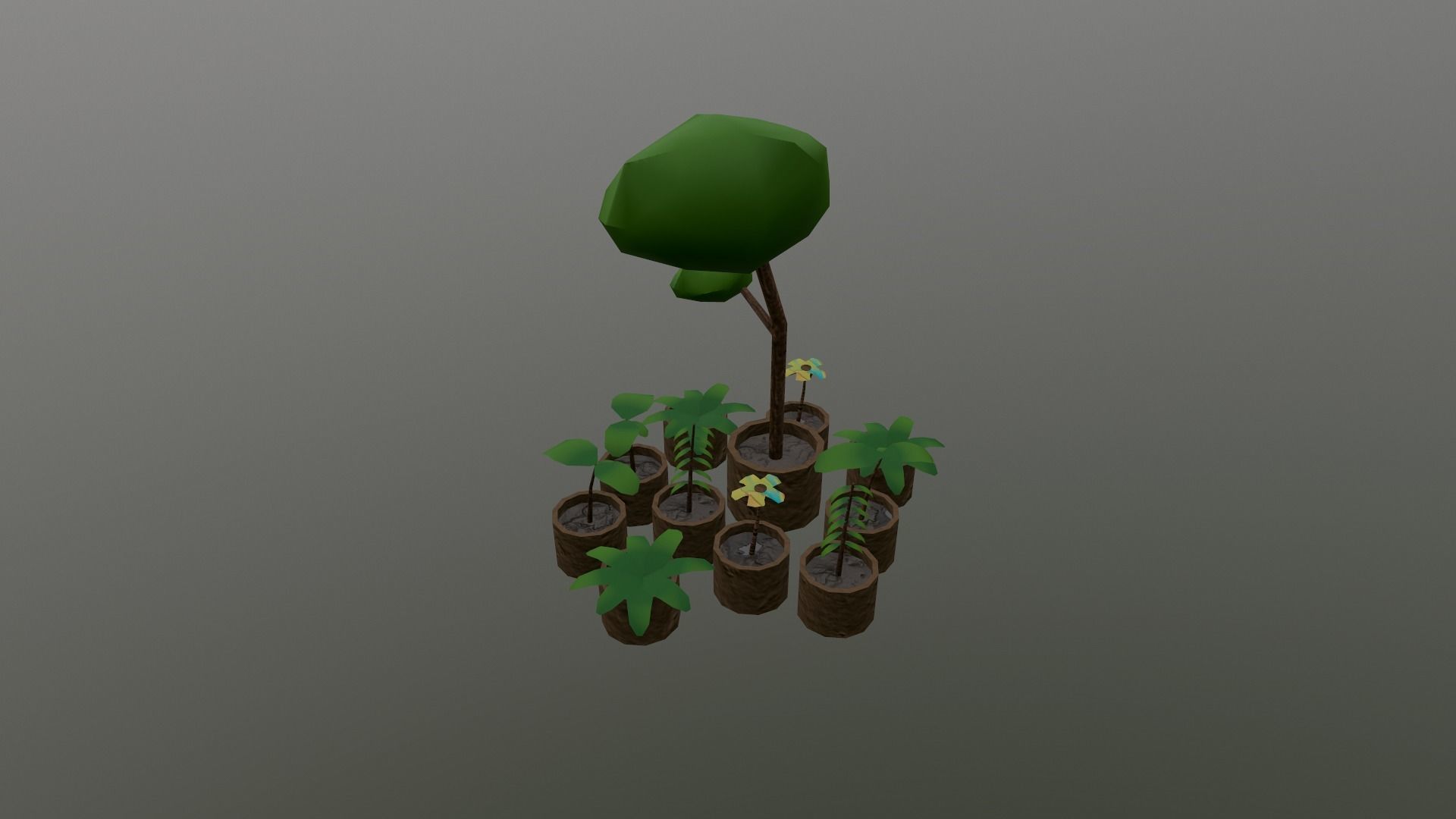 Low Poly Plants tree in middle of field free VR / AR / low-poly 3D ...
