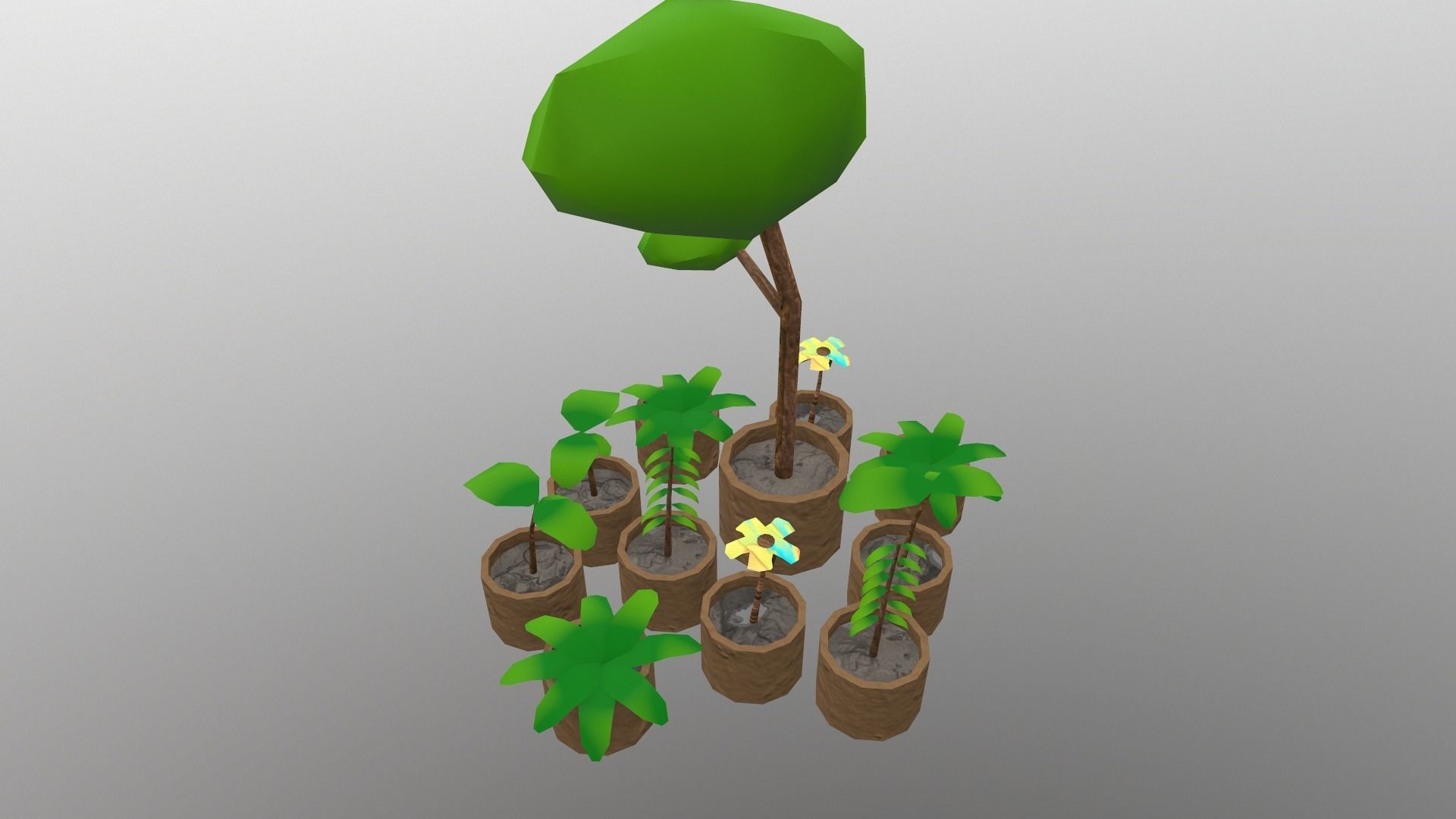 Low Poly Plants tree in middle of field free VR / AR / low-poly 3D ...