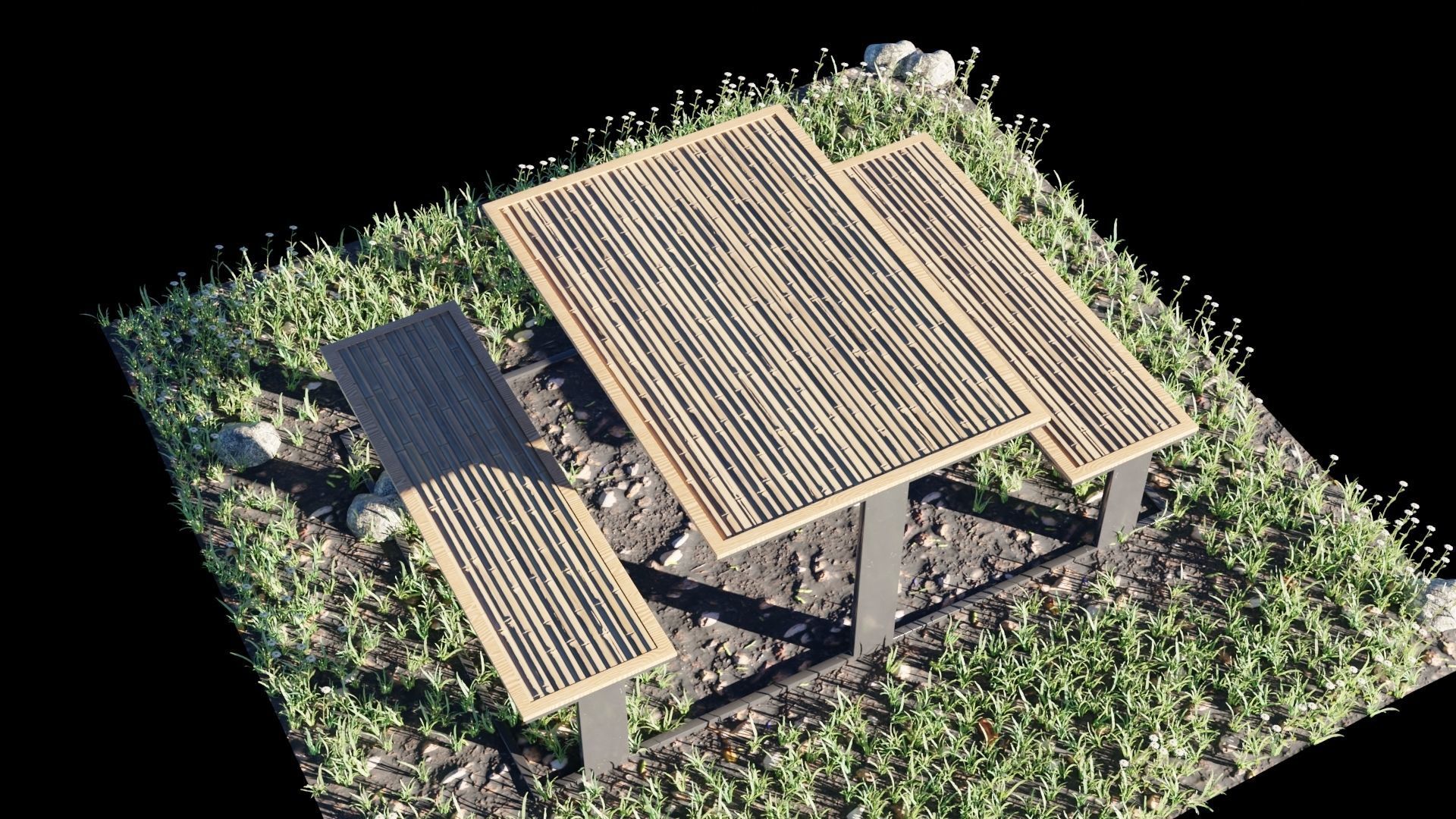 Picnic Table Low-poly 3D model free 3D model | CGTrader