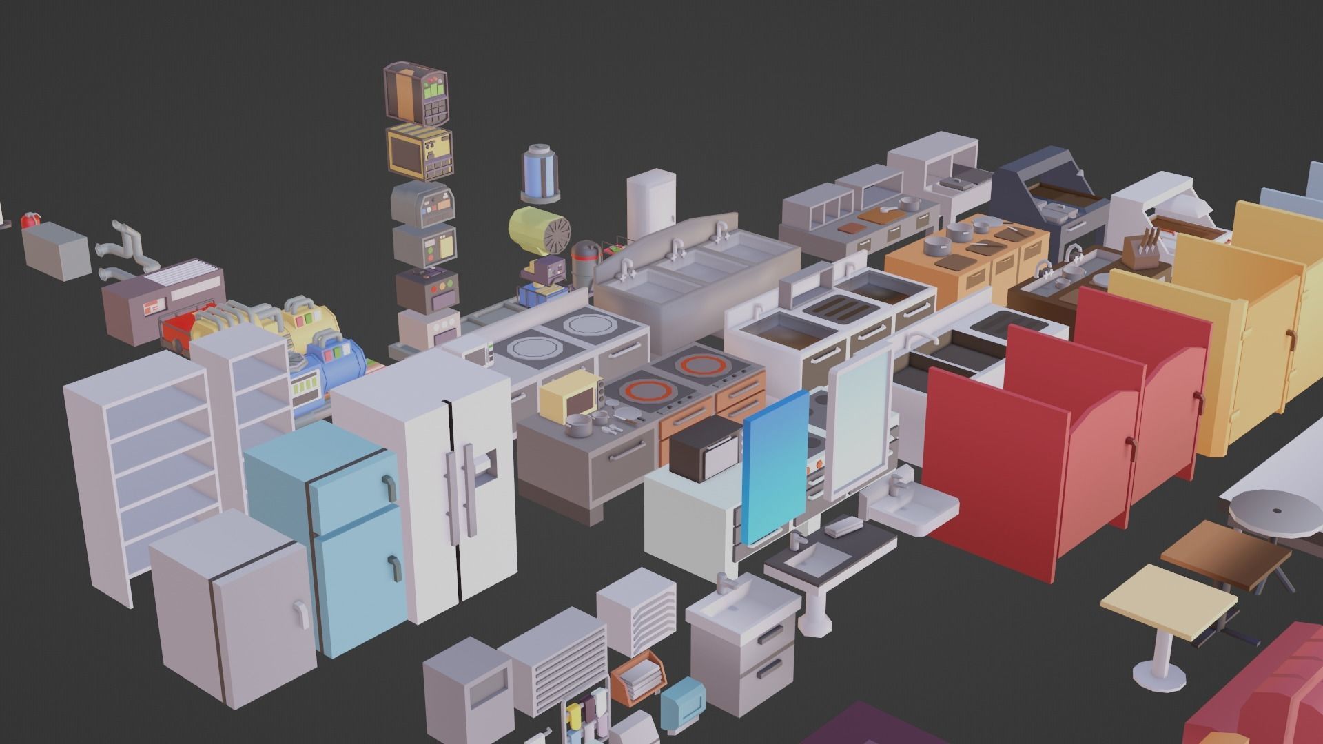 3D model Simple Restaurant Environment - Low Poly assets VR / AR / low ...