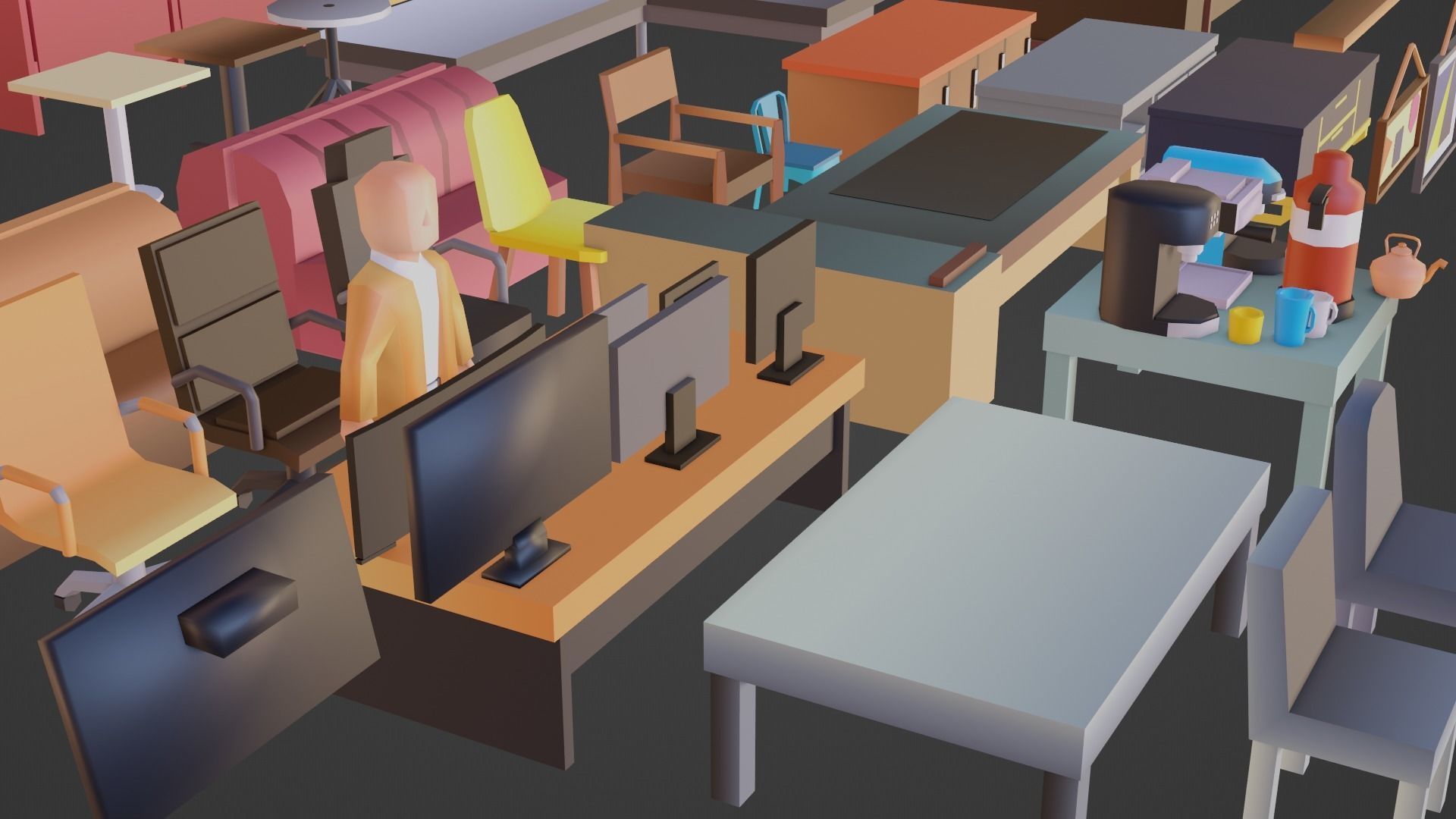 3D model Simple Restaurant Environment - Low Poly assets VR / AR / low ...