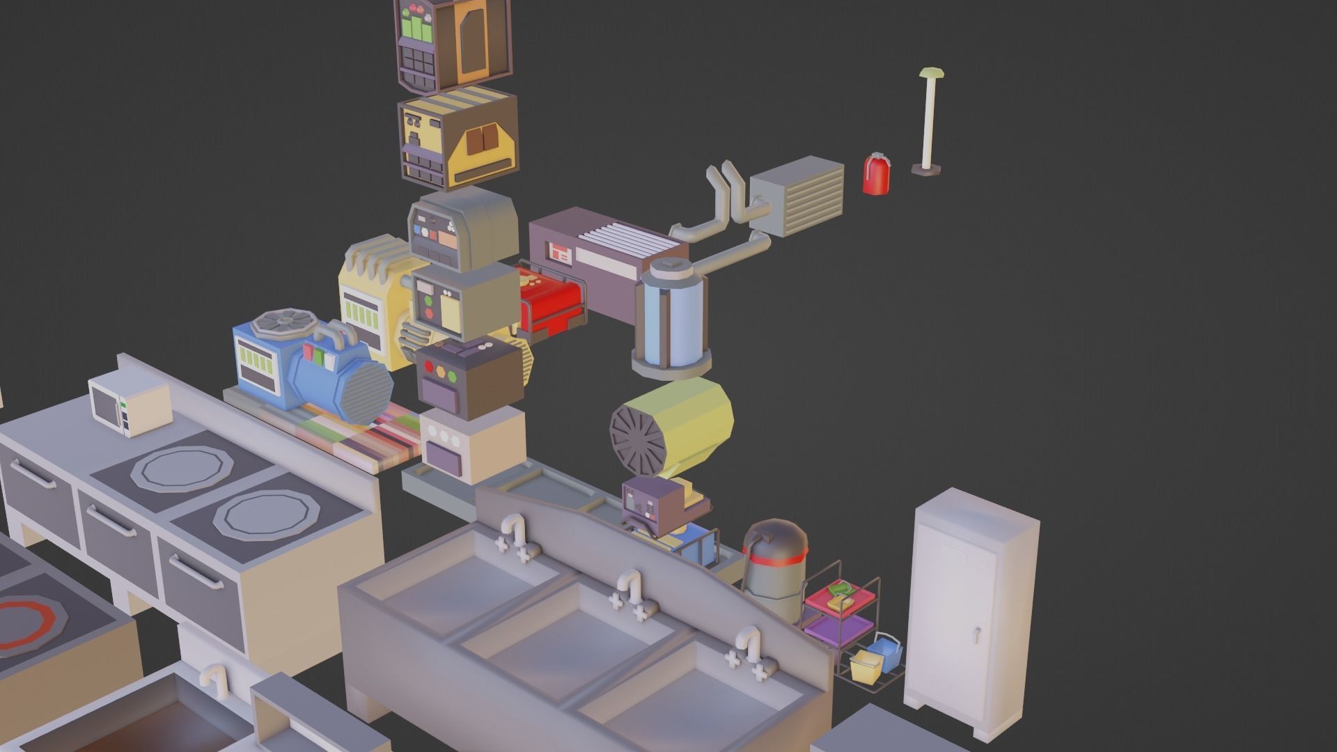 3D model Simple Restaurant Environment - Low Poly assets VR / AR / low ...