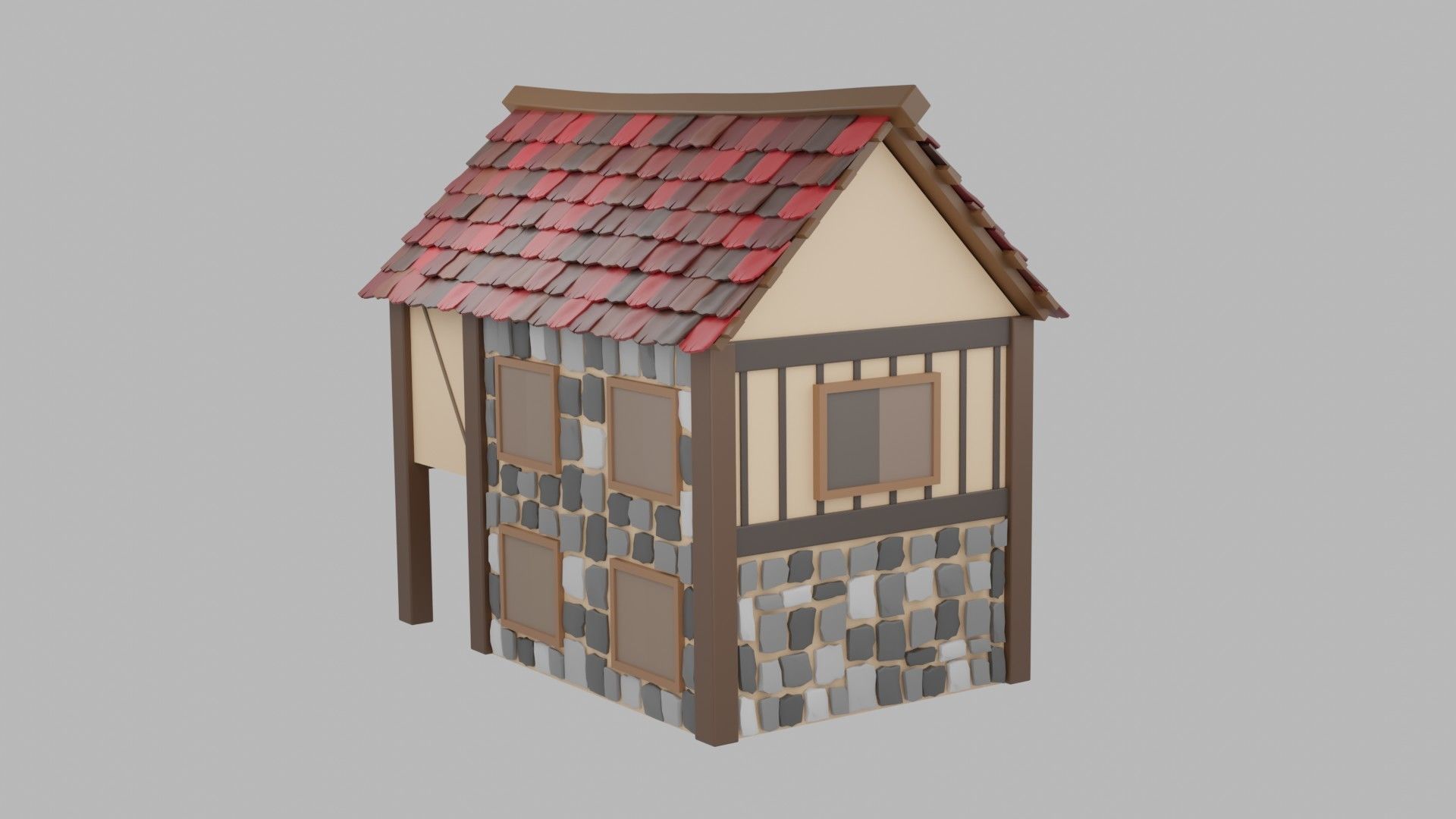 Lowpoly medieval tavern building free 3D model | CGTrader