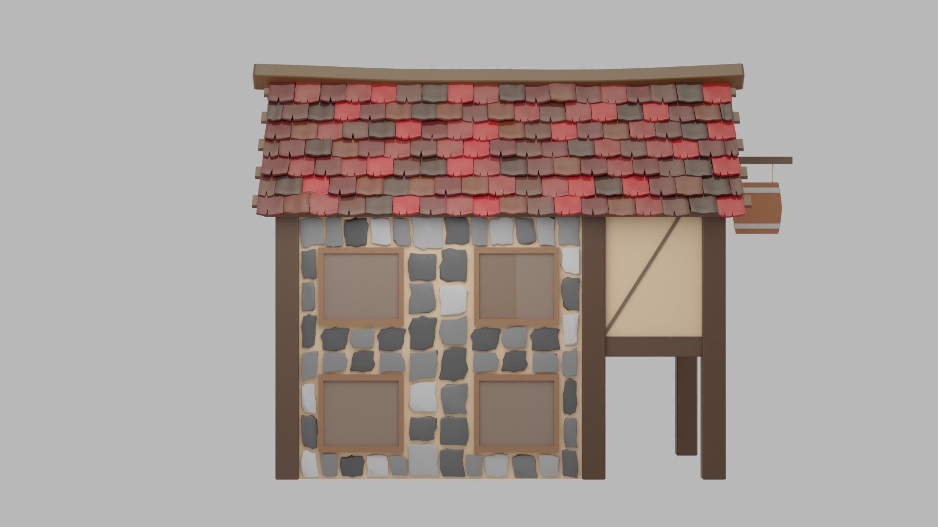Lowpoly medieval tavern building free 3D model | CGTrader