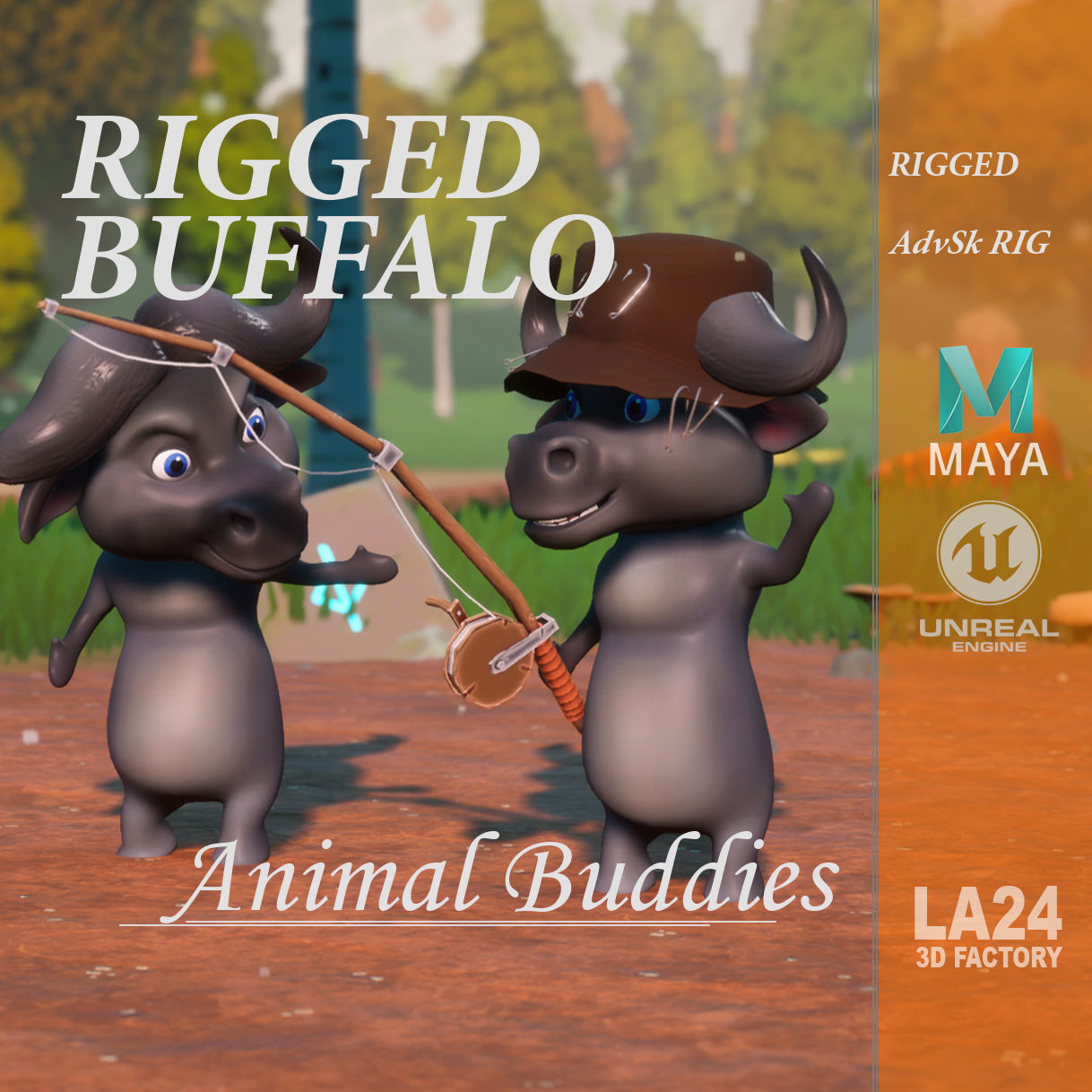 3D model Farm Animal Buddies - BUFFALO VR / AR / low-poly | CGTrader