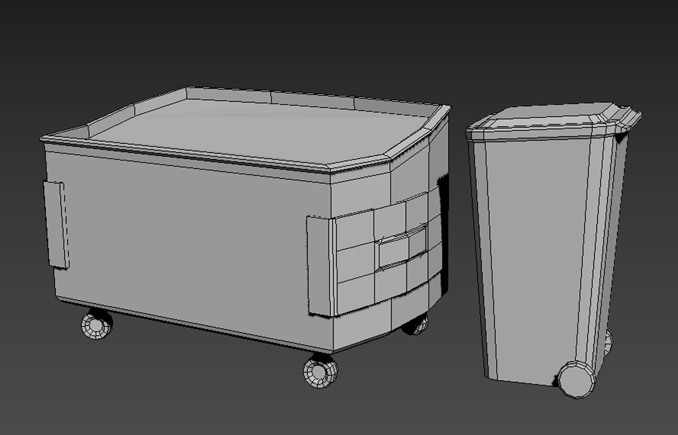 3D model Dumpster and Wheelie Bin - Game Ready VR / AR / low-poly ...