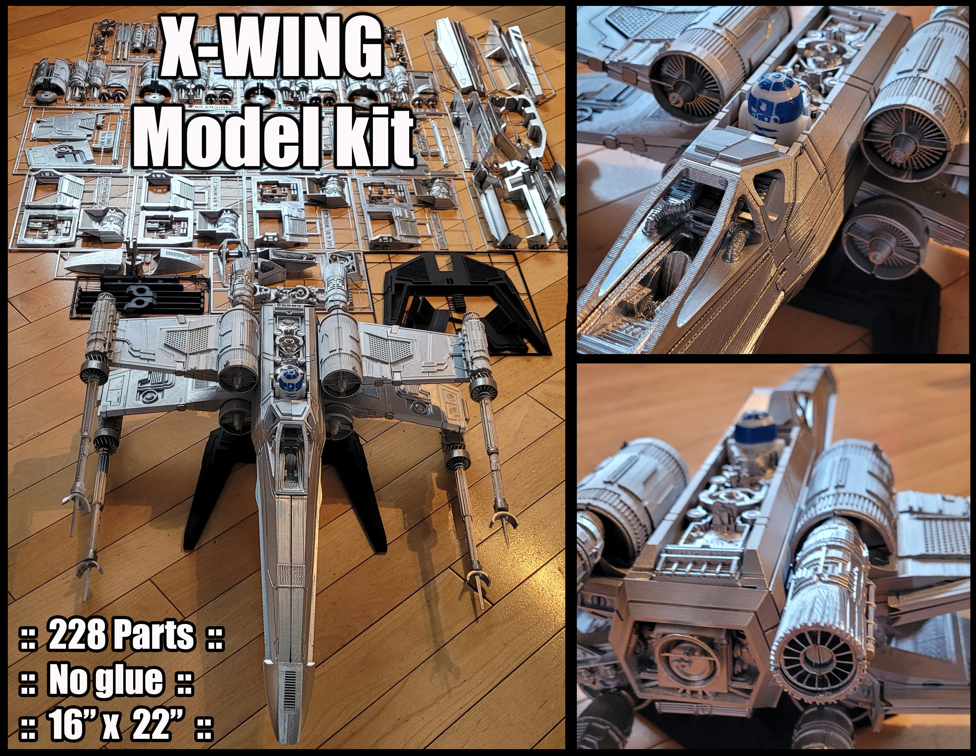 X-WING Model Kit STL files 3D model 3D printable | CGTrader