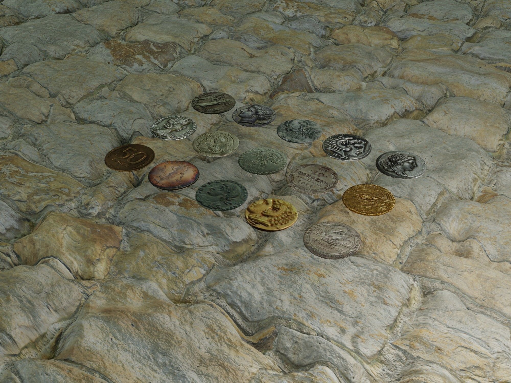 Old coins model 3D model | CGTrader