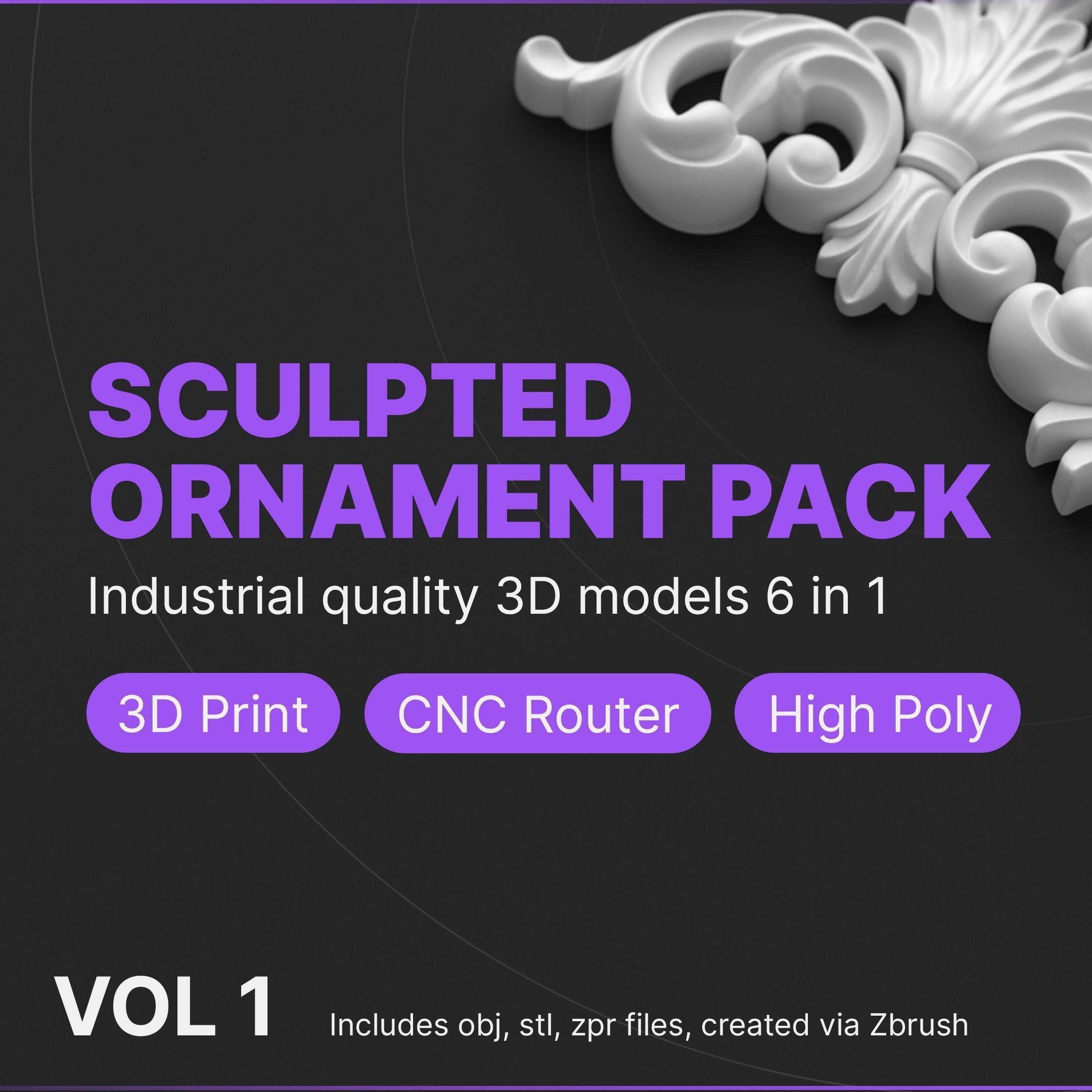 CNC Sculpted Ornament Pack VOL 1 3D model 3D printable | CGTrader