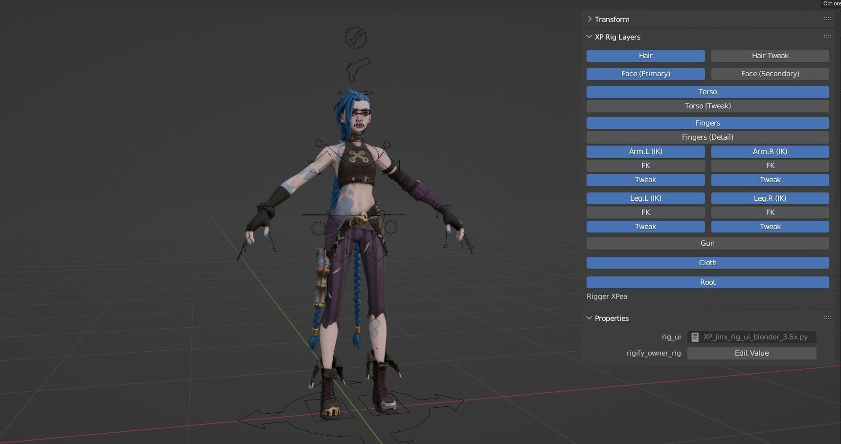 Jinx Character Rig Blender UPDATED free 3D model animated rigged | CGTrader