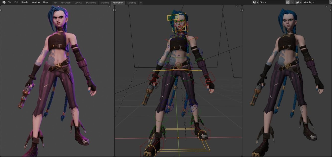 Jinx Character Rig Blender Updated Free 3d Model Animated Rigged Cgtrader 