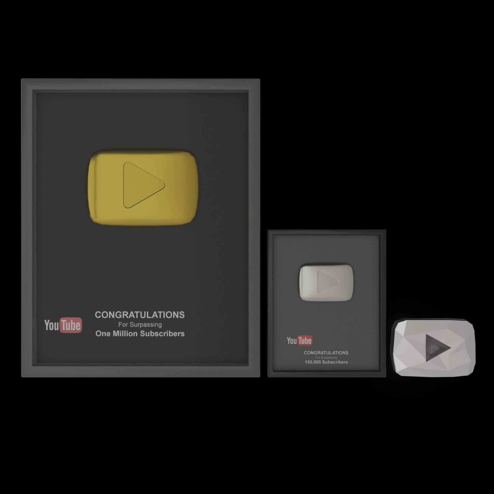 YouTube Play Buttons old 3D model | CGTrader