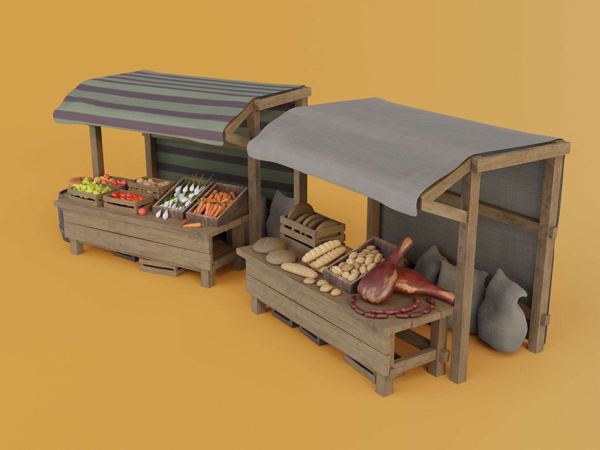 3D model Medieval Market Food VR / AR / low-poly | CGTrader