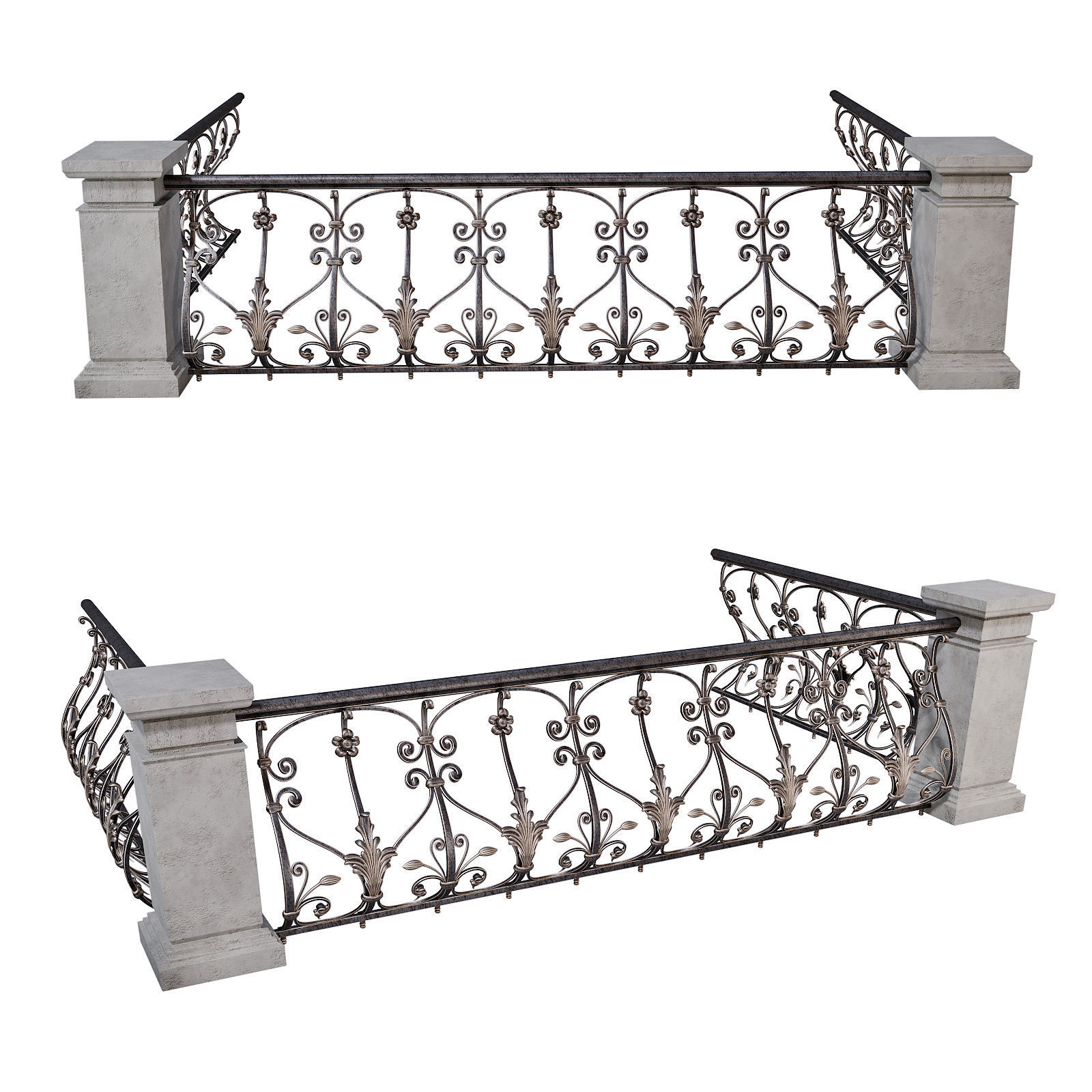 Classic iron fence 3D model | CGTrader