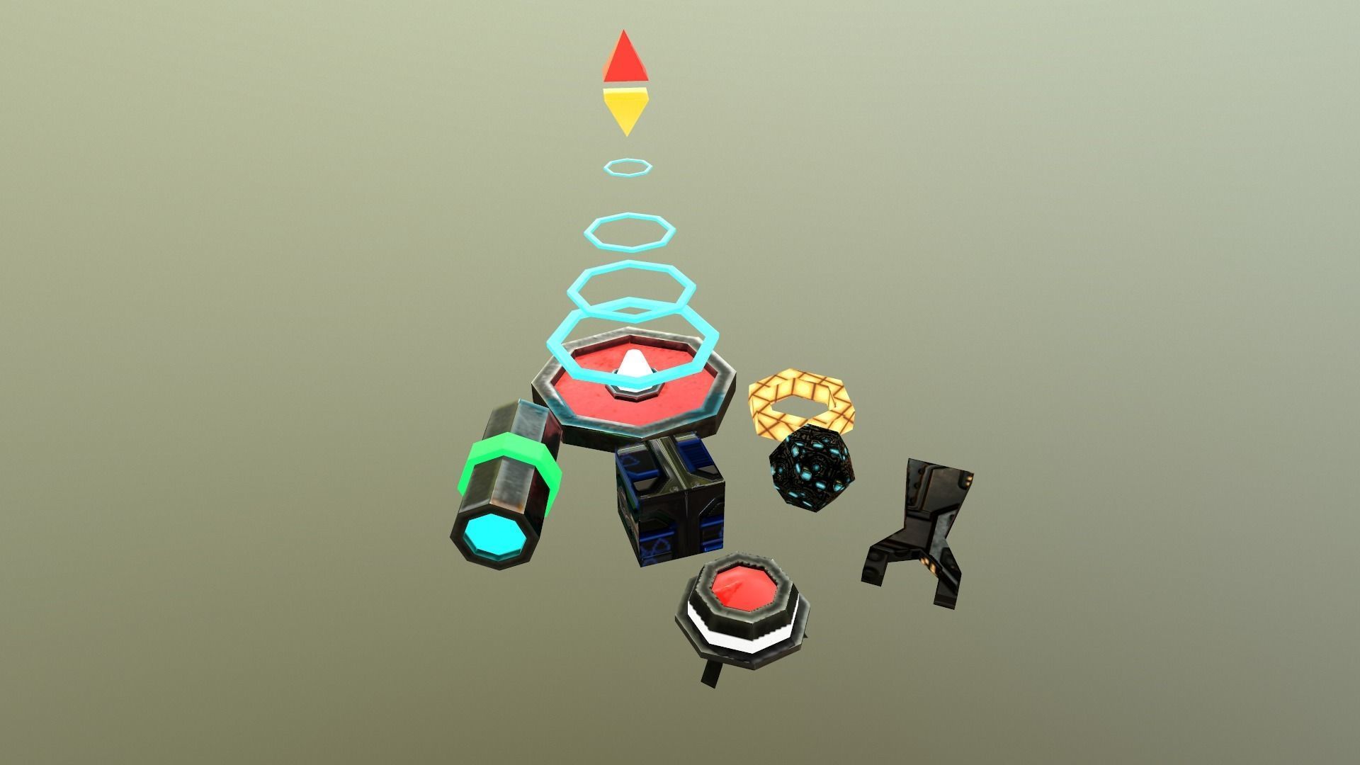 Low Poly Sci-Fi Items free VR / AR / low-poly 3D model | CGTrader