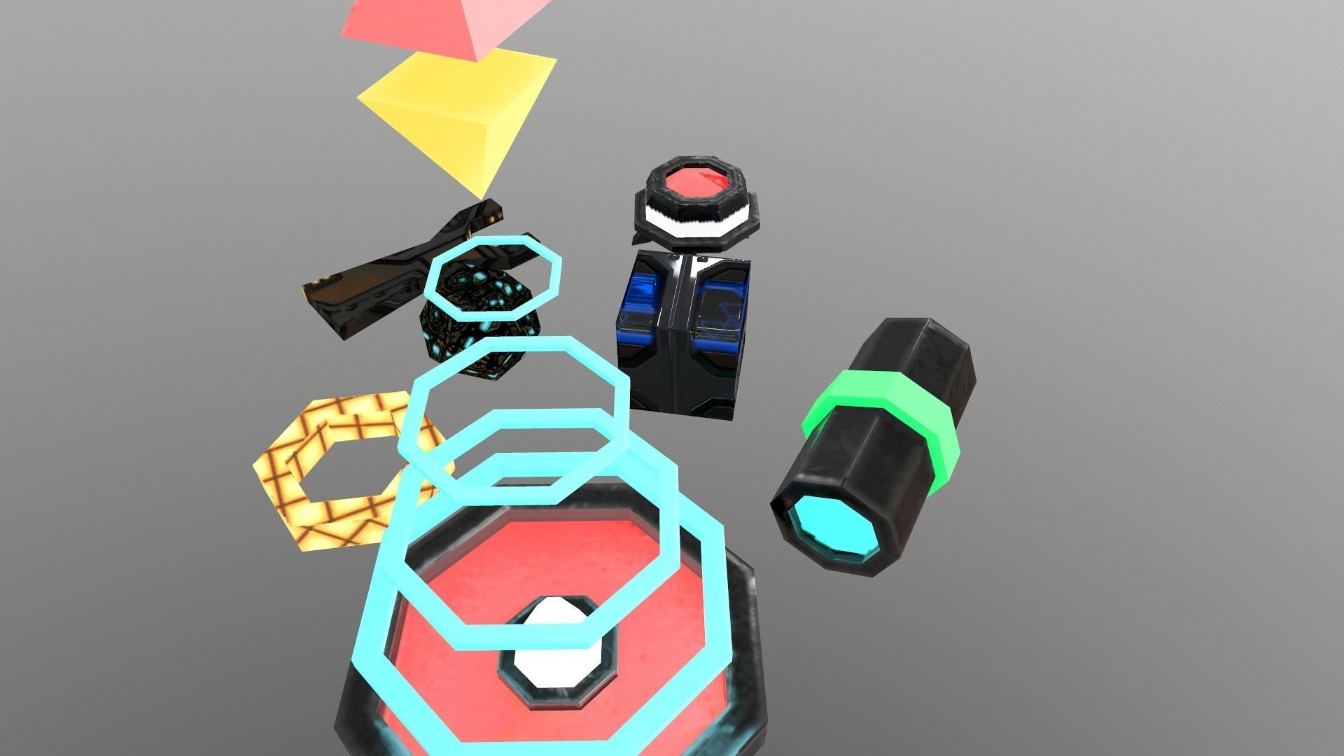 Low Poly Sci-Fi Items free VR / AR / low-poly 3D model | CGTrader
