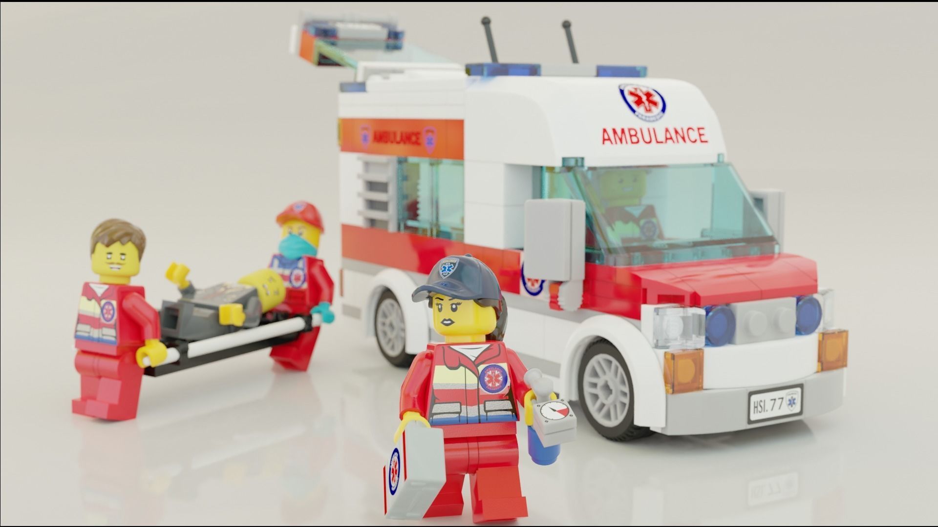 Lego Ambulance and paramedics squad 3D model rigged | CGTrader