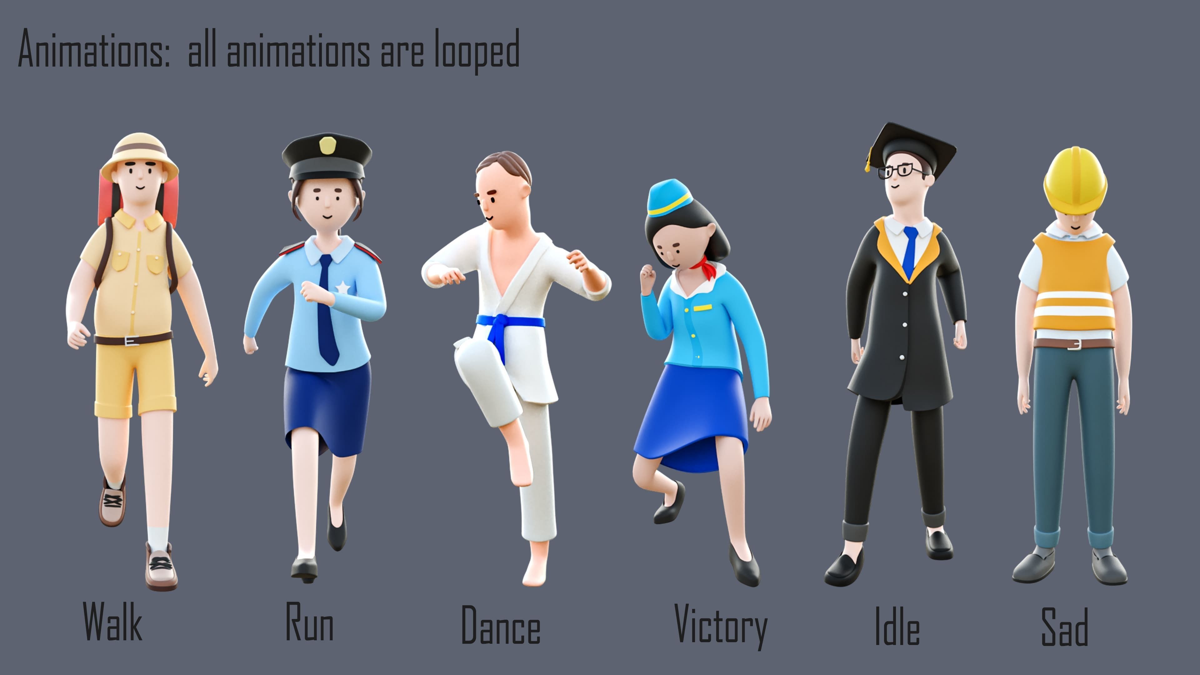3D model Professional Characters VR / AR / low-poly rigged animated ...