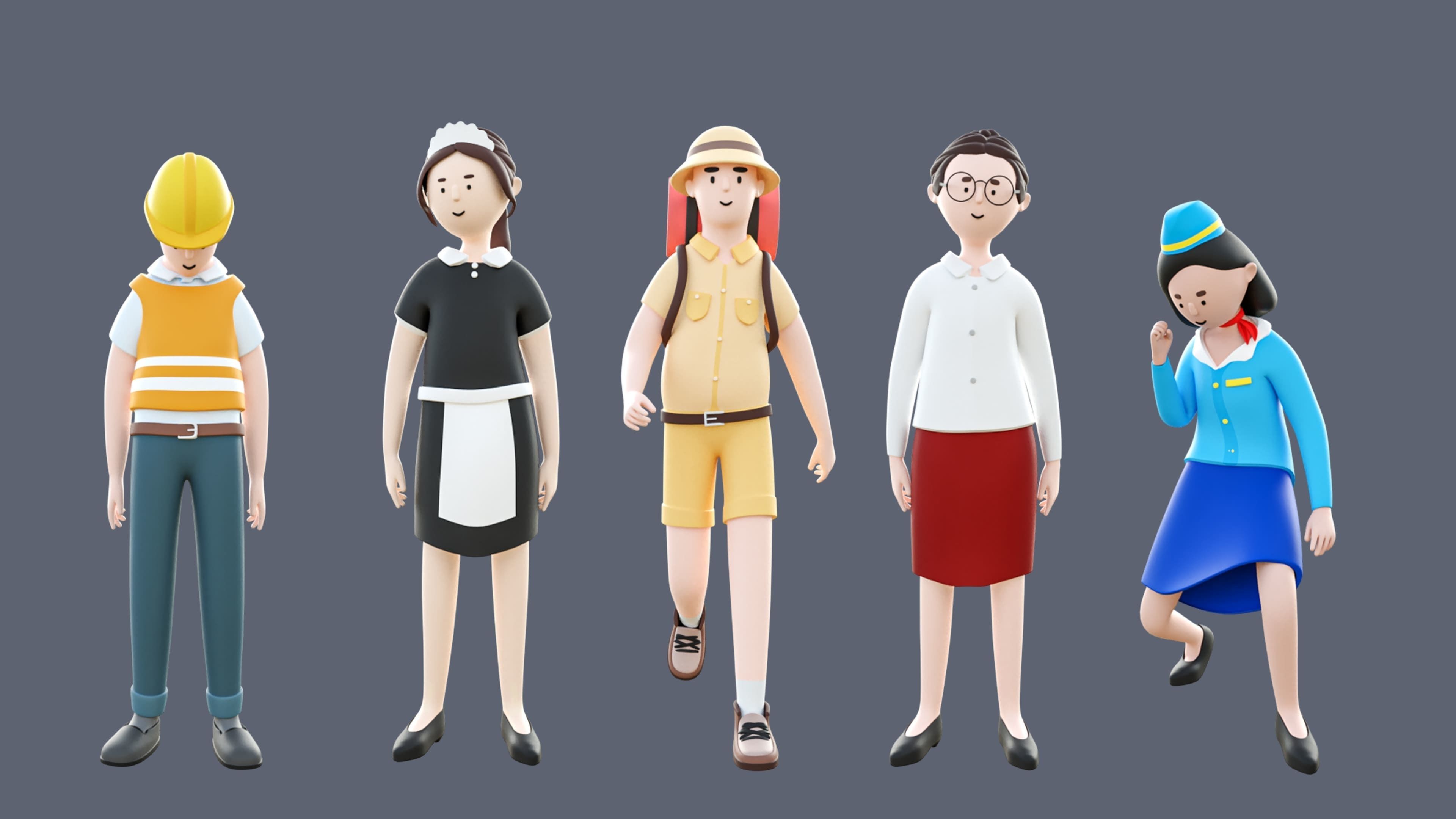3D model Professional Characters VR / AR / low-poly rigged animated ...