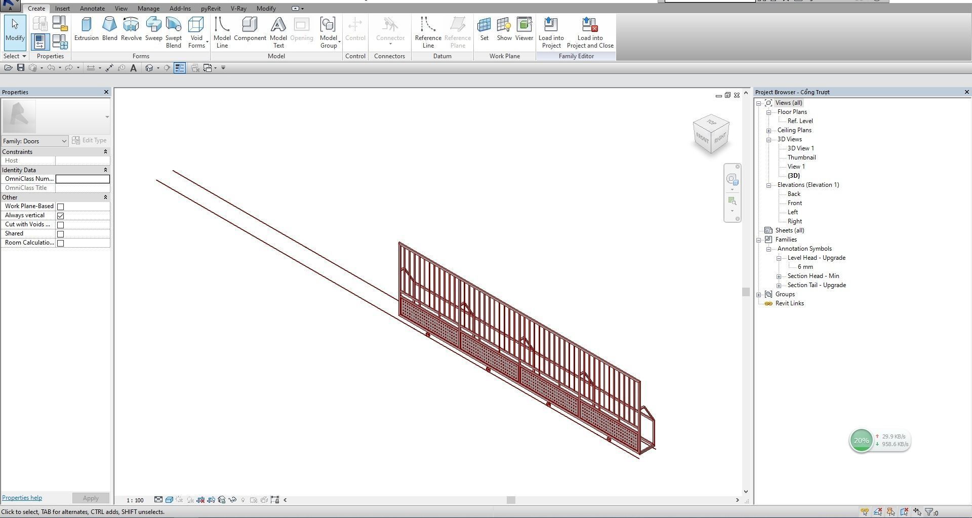 Revit Family - Sliding Gate 8m free VR / AR / low-poly 3D model | CGTrader