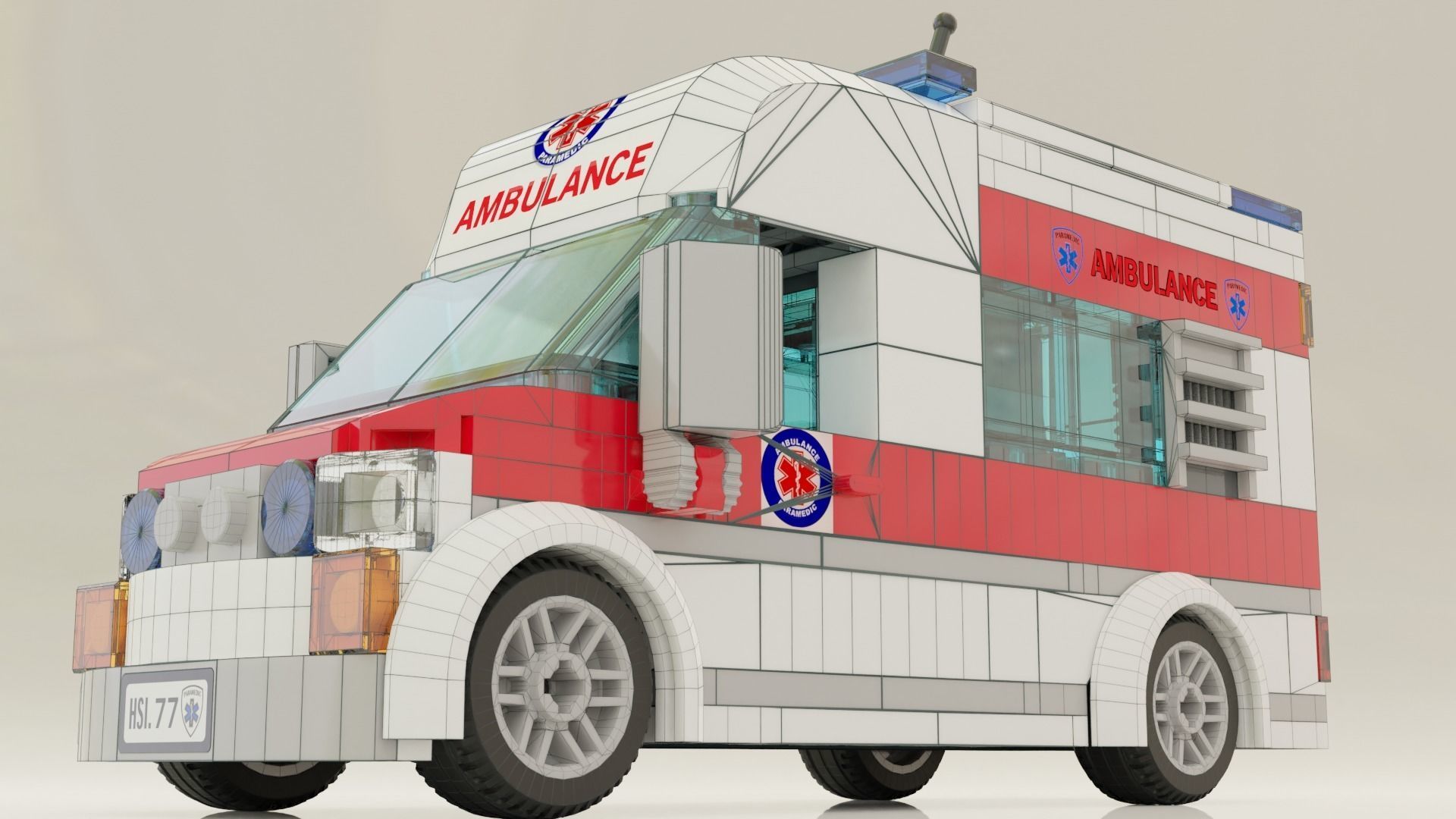 Lego Ambulance 3D model rigged | CGTrader