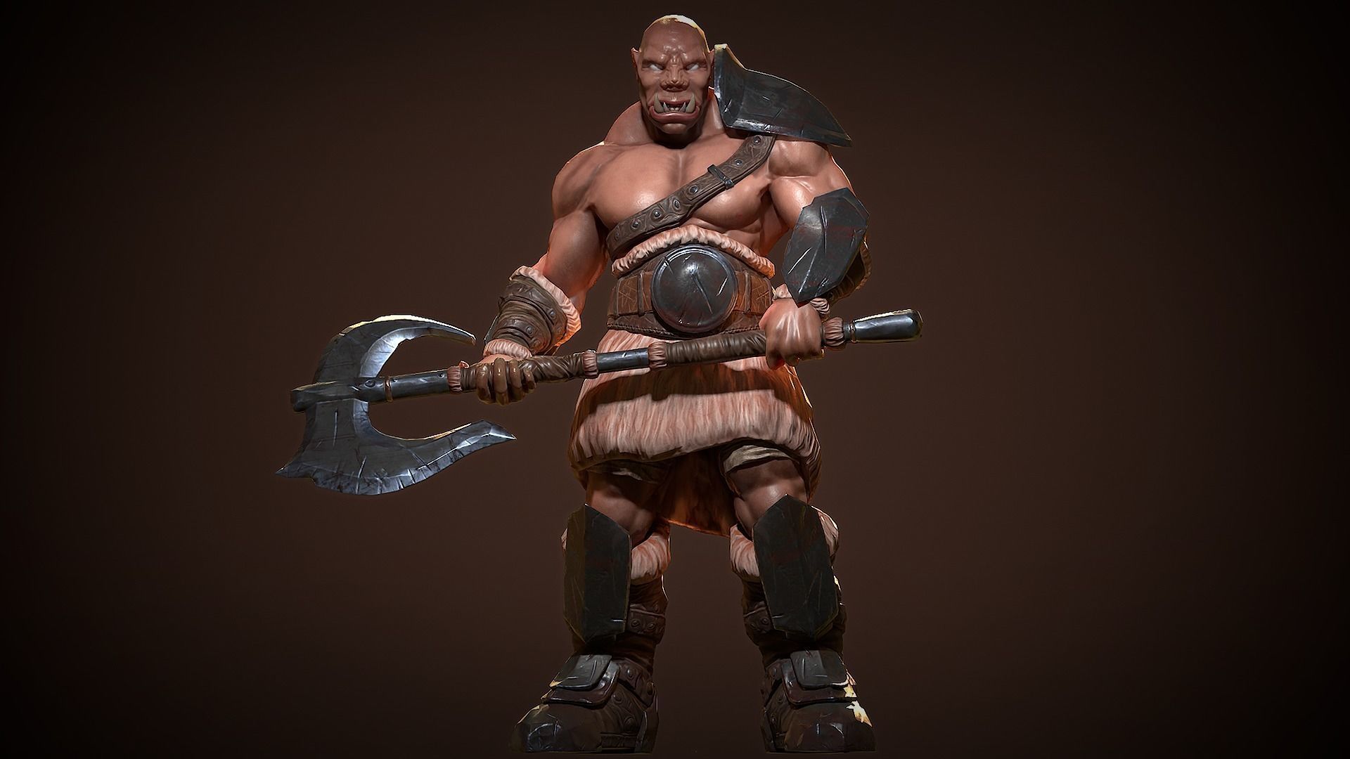 Orc with axe Low-poly 3D model free VR / AR / low-poly 3D model ...