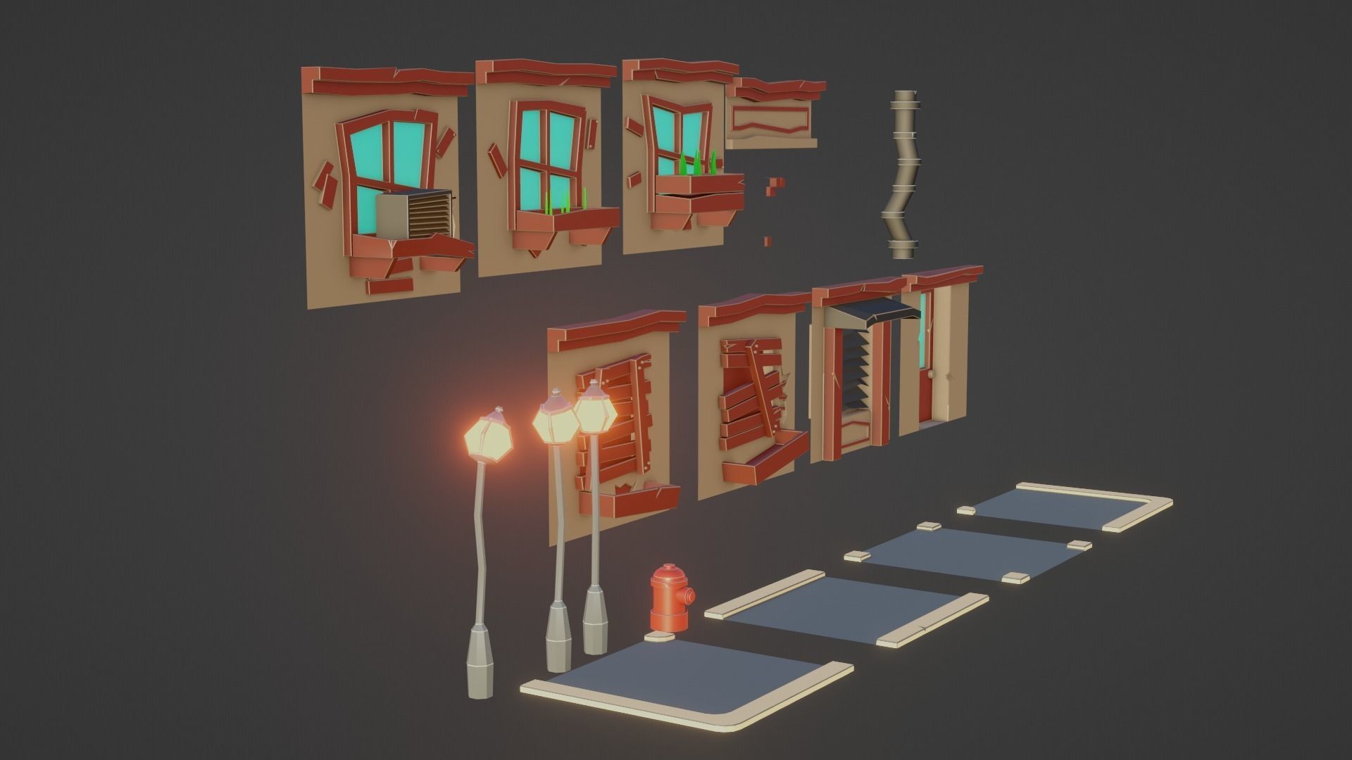 3D model Stylized Modular Building VR / AR / low-poly | CGTrader