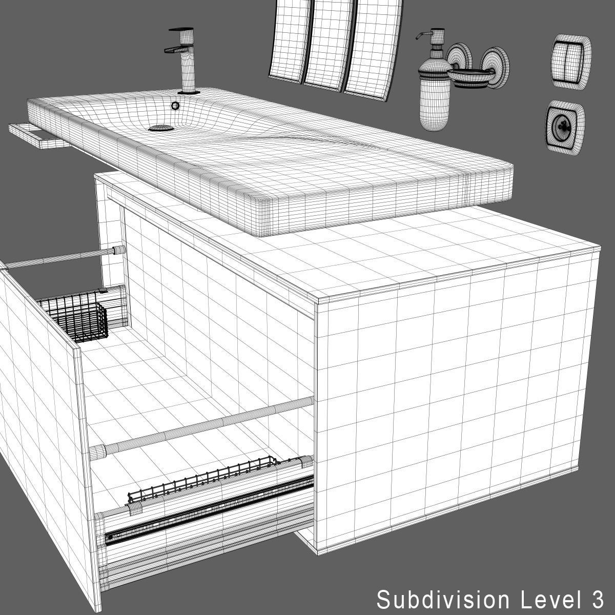 3D model Sink with Mirror VR / AR / low-poly | CGTrader