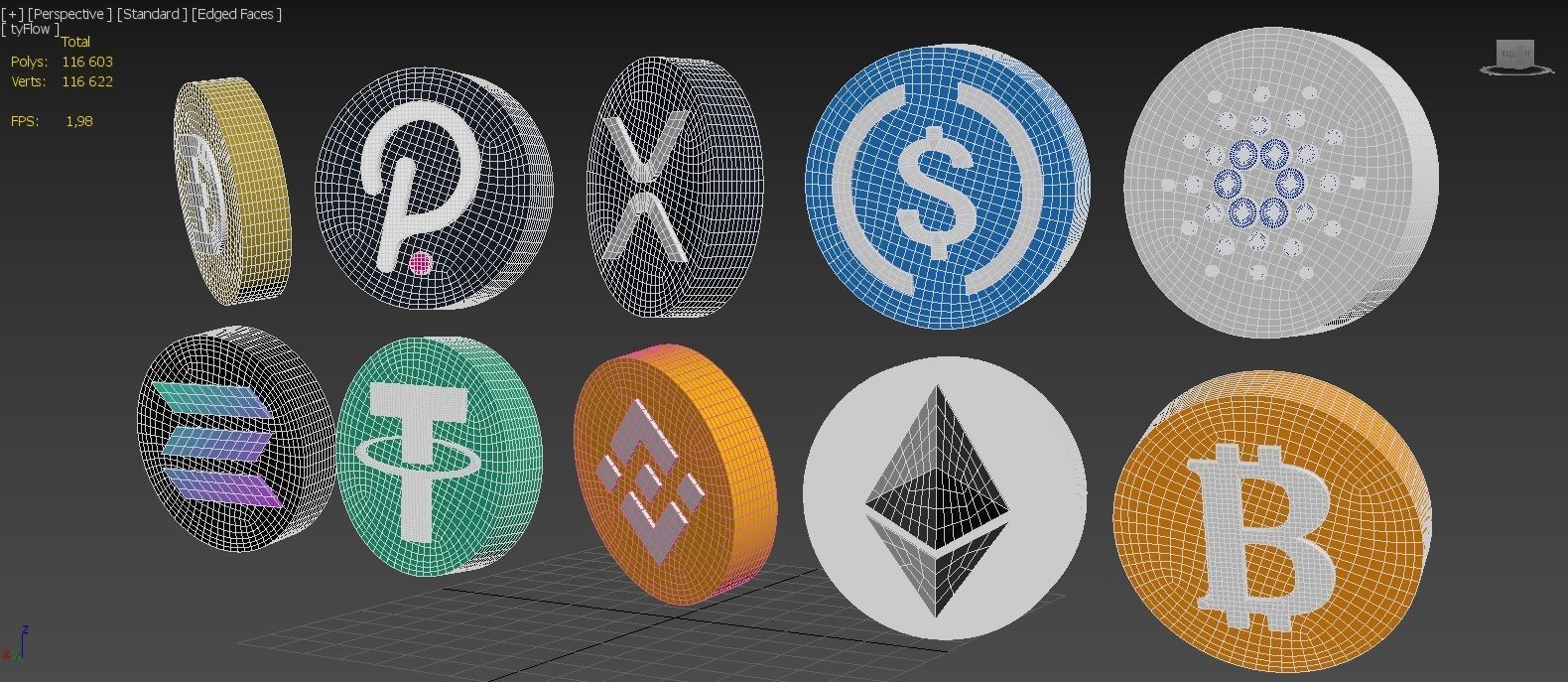 10 Crypto Coin Icon - Bitcoin Ethereum Binance Coin 3D model | CGTrader
