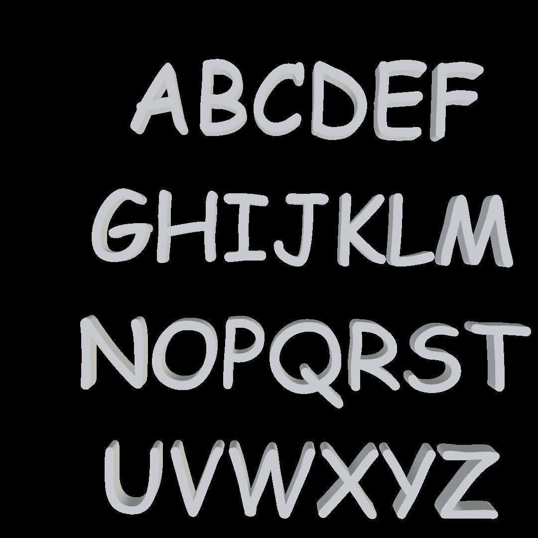3D model Alphabet letters lowercase and uppercase in Comics sans ms ...