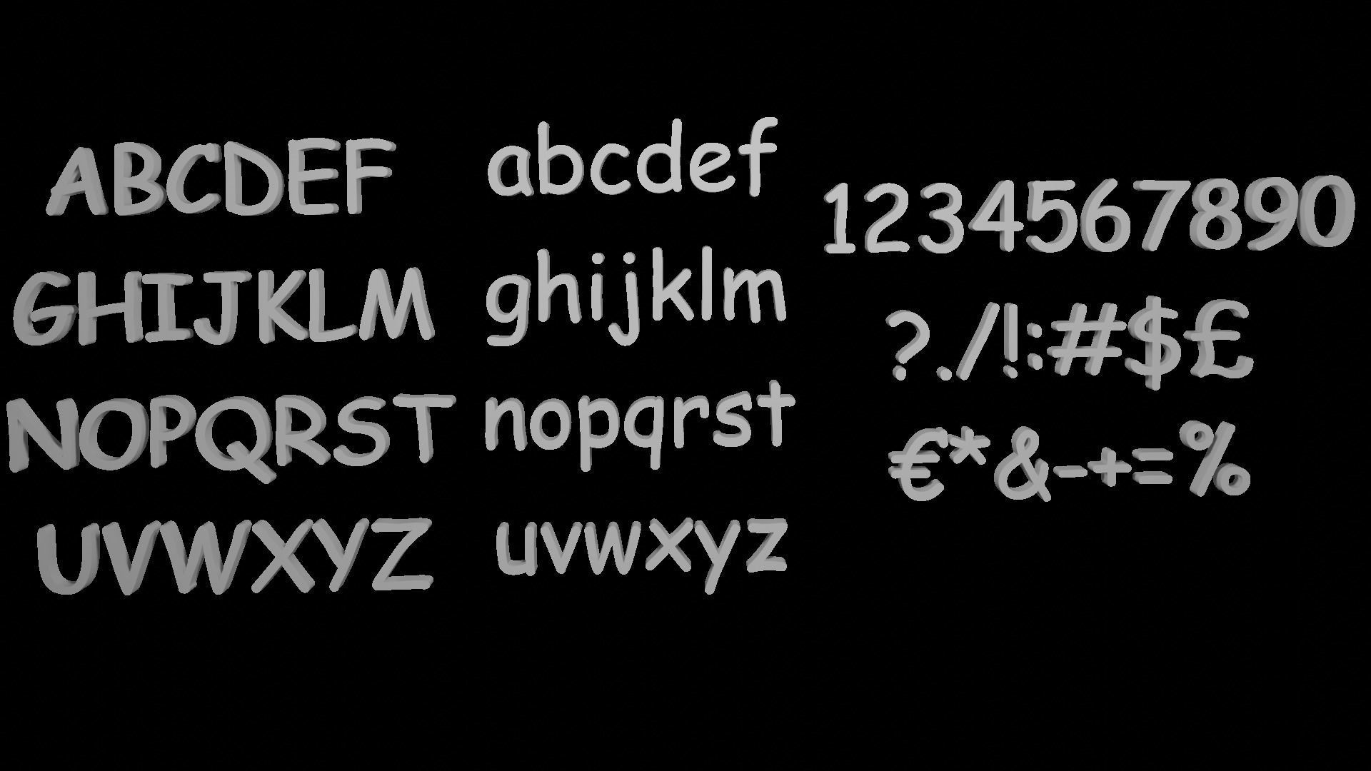 3D model Alphabet letters lowercase and uppercase in Comics sans ms ...