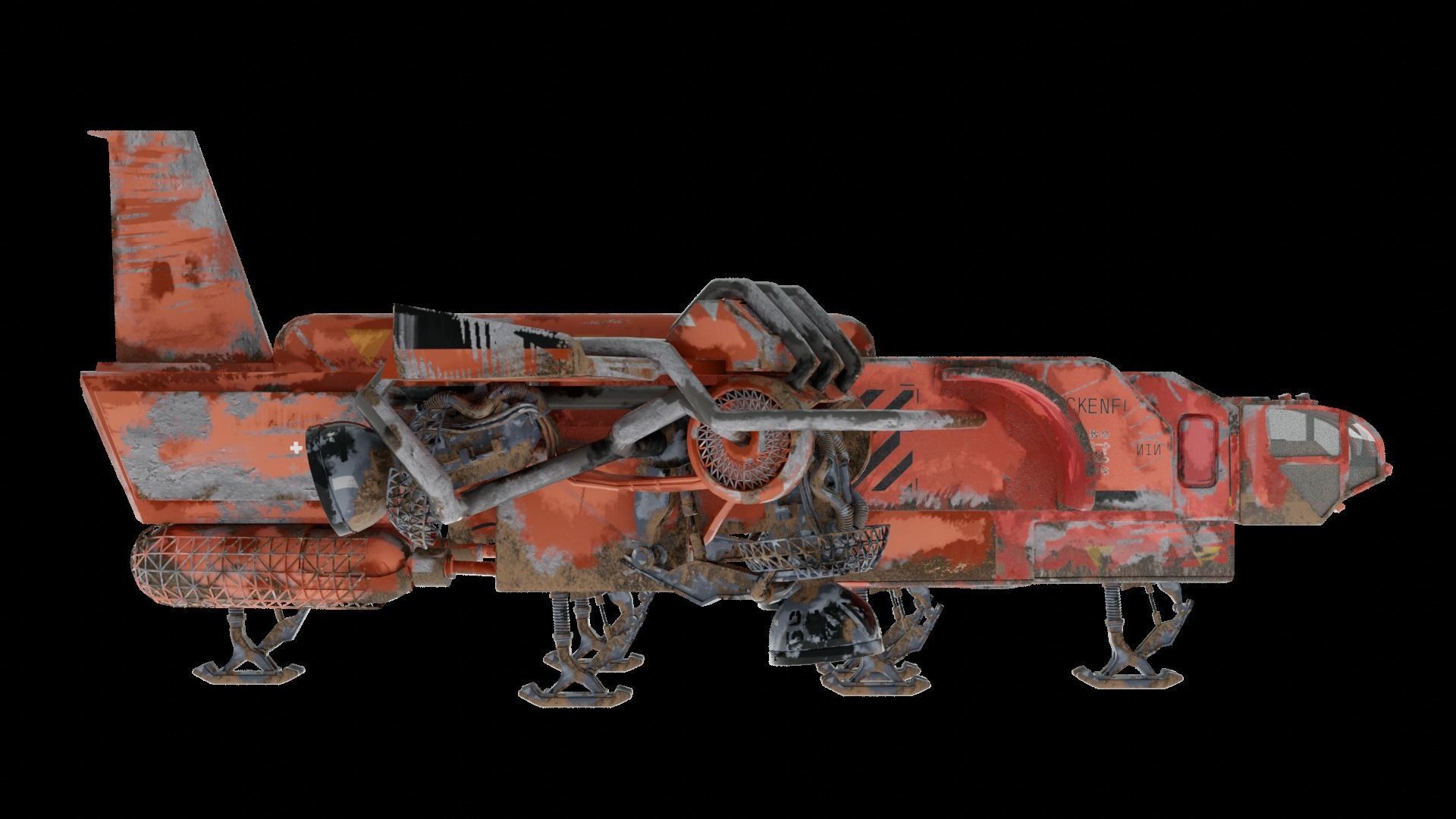 Old Rusty Sci-fi Aircraft 3D model | CGTrader
