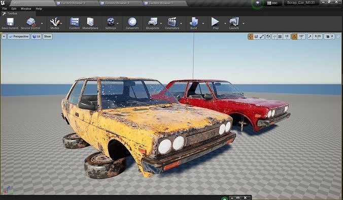 Rust Car V1 Game Proje EU4 3D model rigged | CGTrader