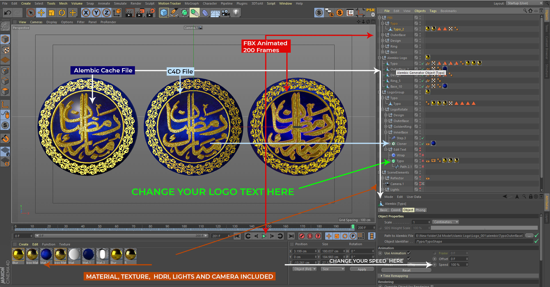 Animated Islamic Logo 3D model animated rigged | CGTrader