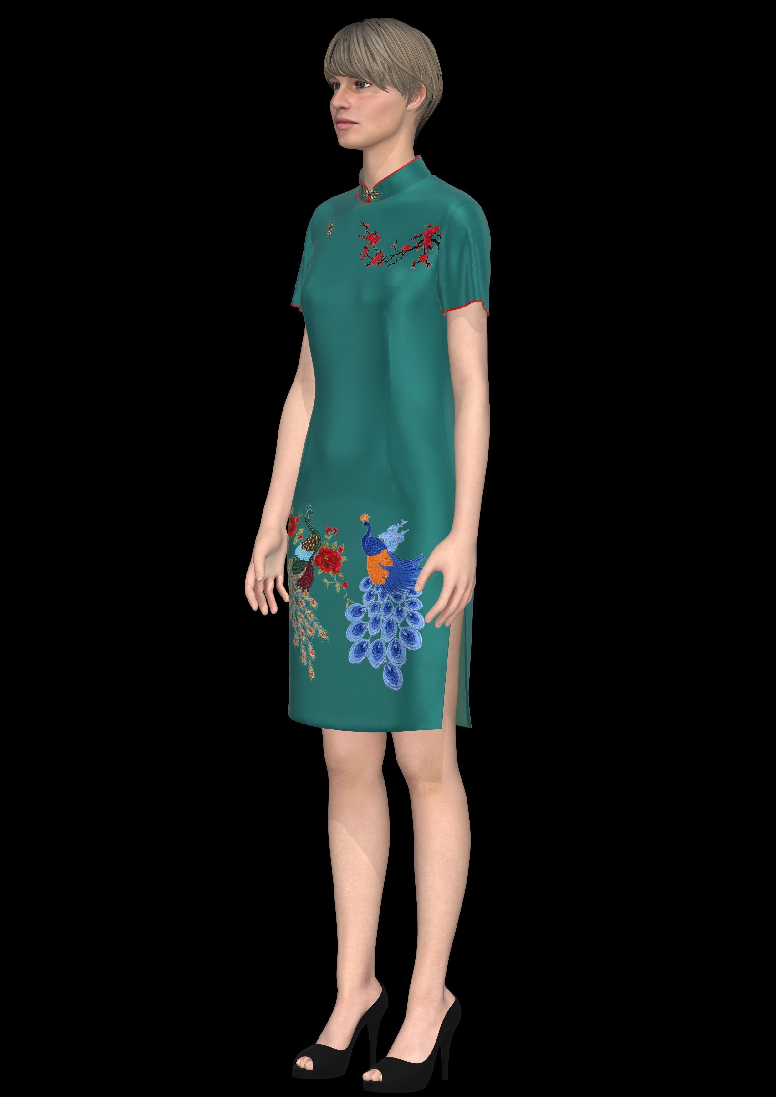 qipao001 woman in cheongsam dress 3D model | CGTrader