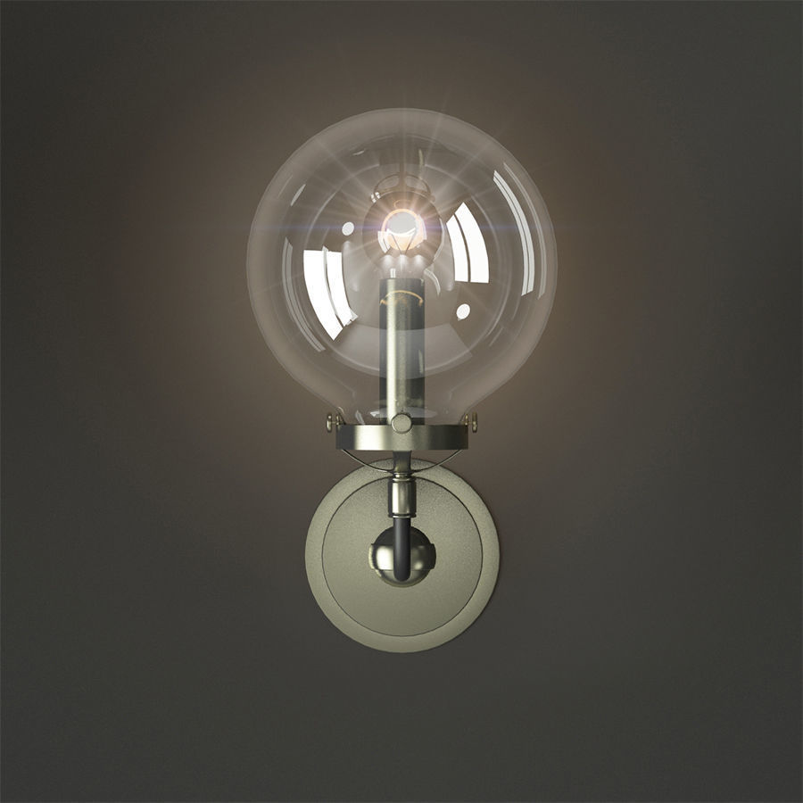 bra bistro globe clear glass single sconce nickel 3D model | CGTrader