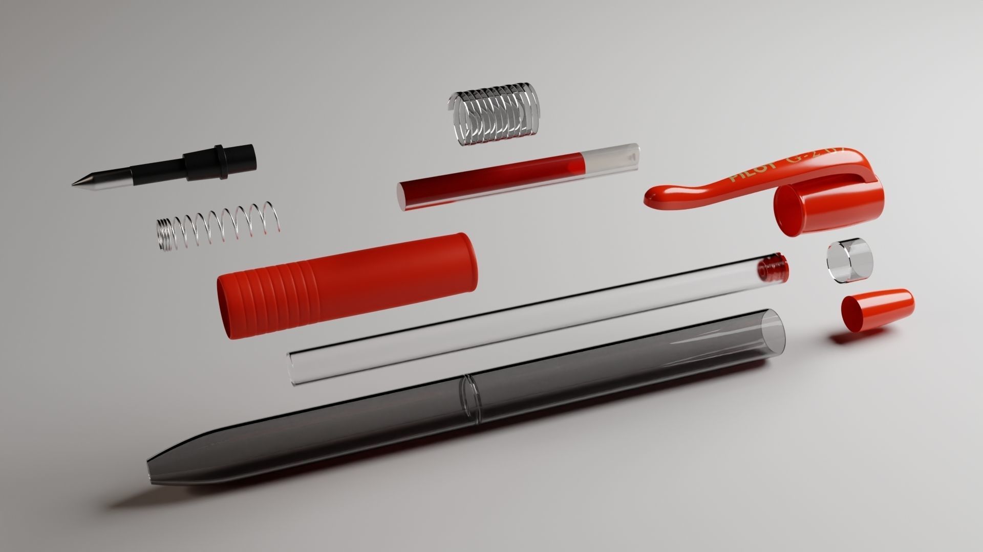 Pilot red ink gel pen 3D model | CGTrader