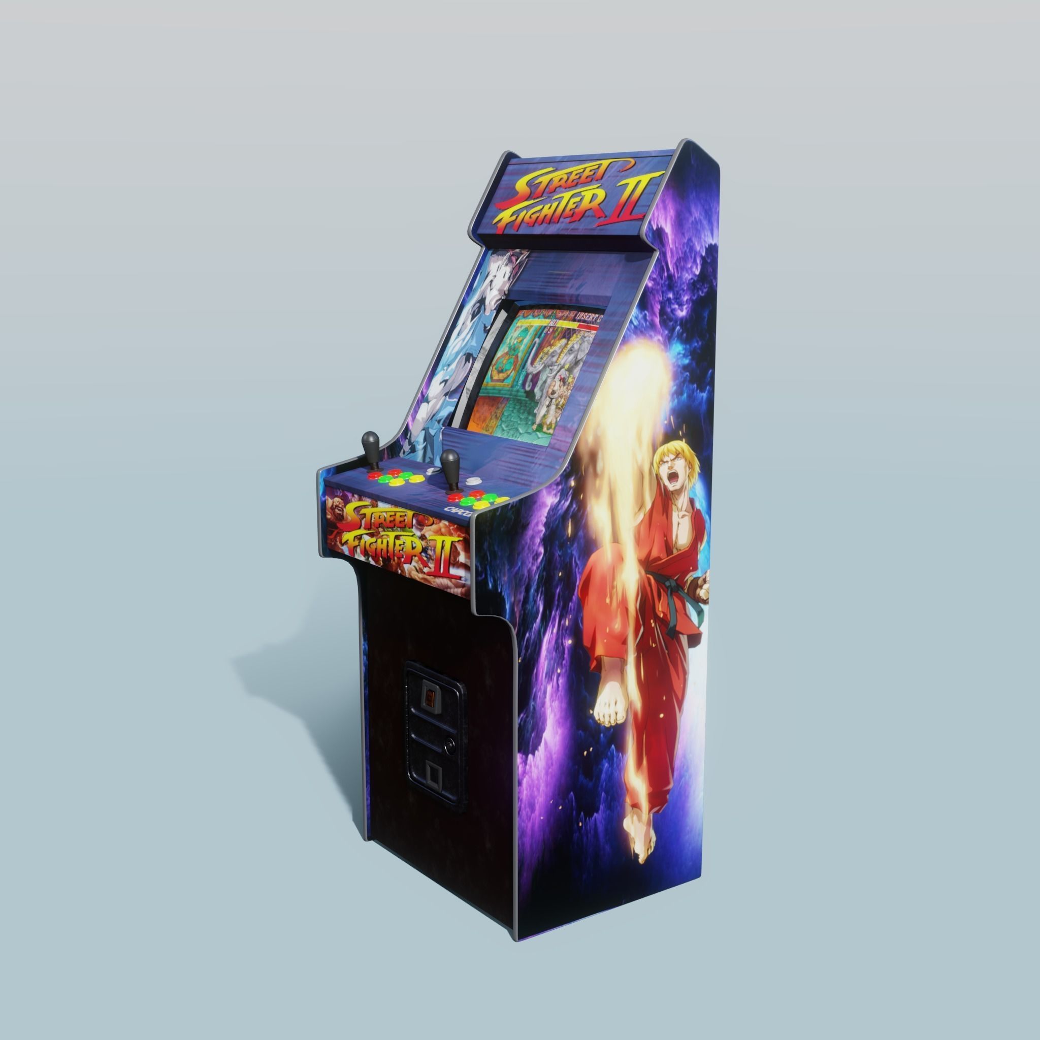 Street Fighter II Arcade Machine free 3D model | CGTrader