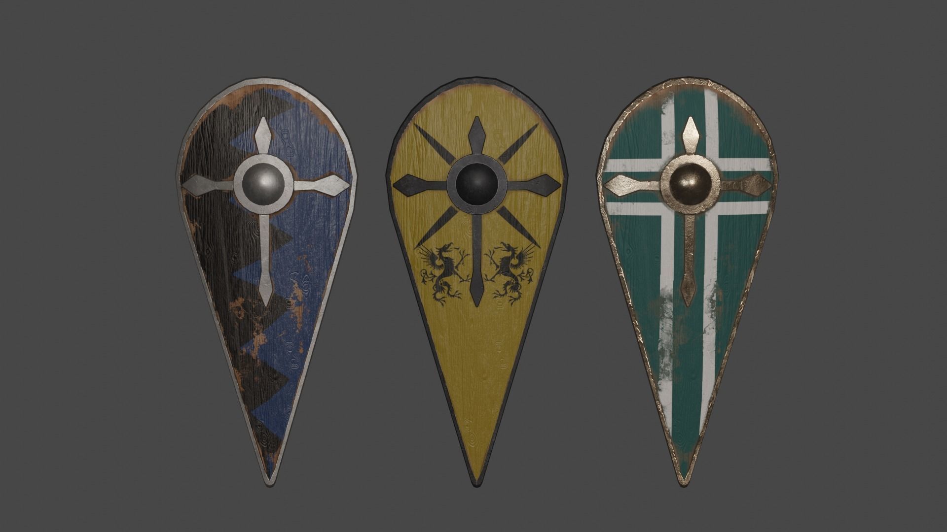 3D model Medieval Shield Bundle VR / AR / low-poly | CGTrader