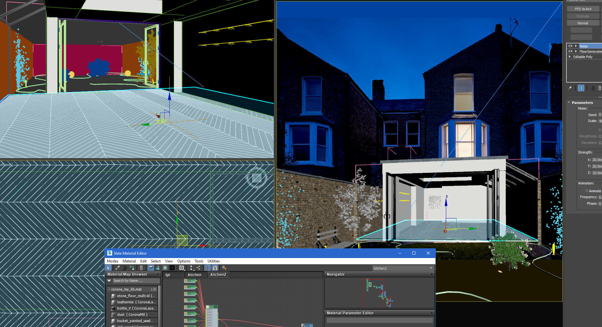 Kitchen extension - London Architecture Design Full scene 3D model ...