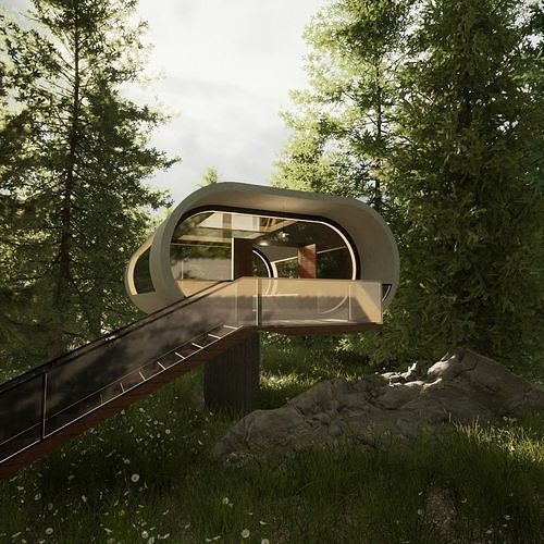 Luxury CyberTreehouse free 3D model | CGTrader
