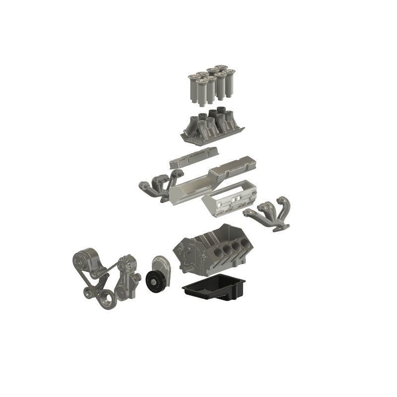 3D Printable Chevy small-block with Hilborn and standard intake 3D ...