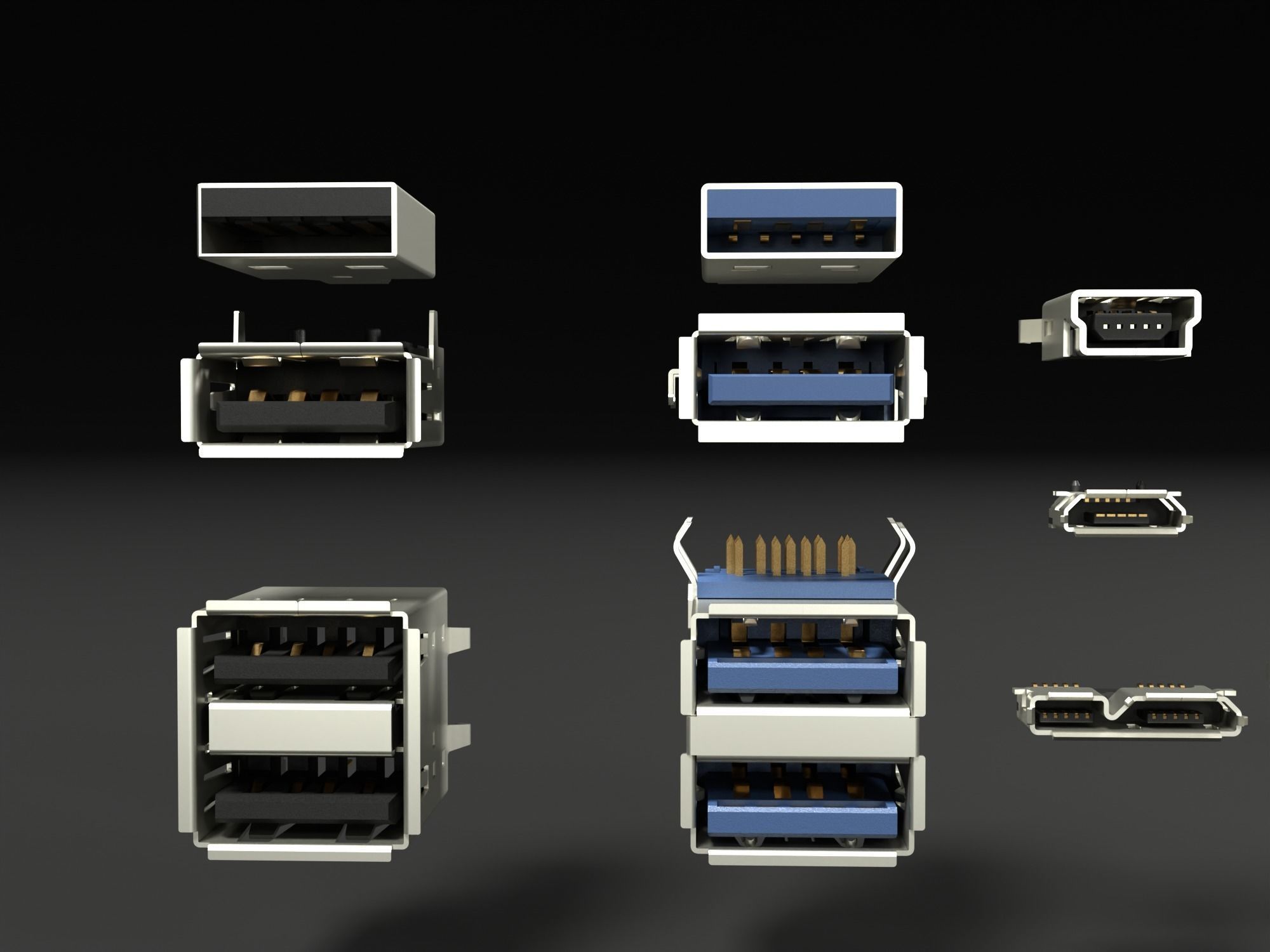 Ports for Electronics 3D model | CGTrader