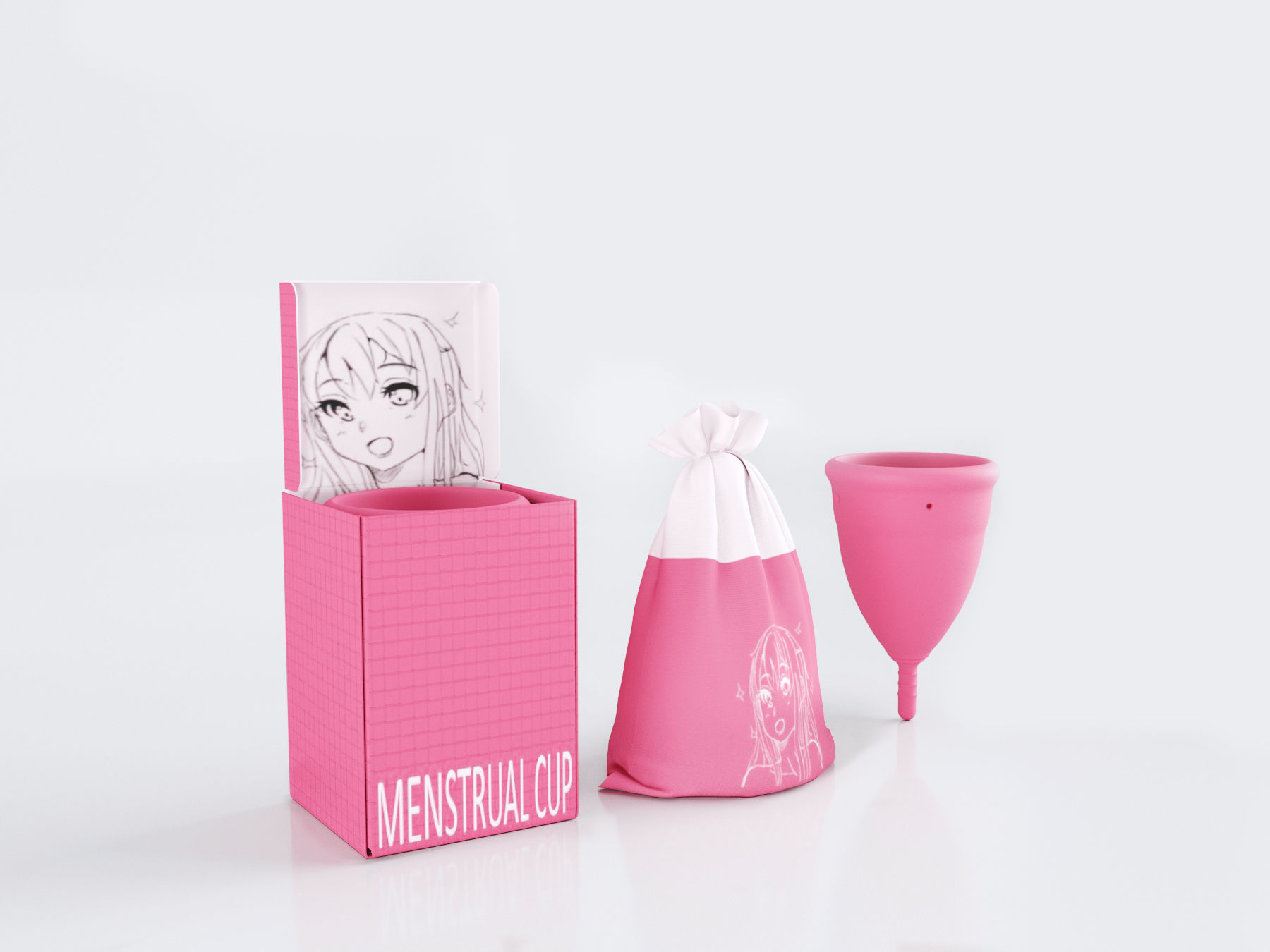 menstrual cup set 3D model | CGTrader