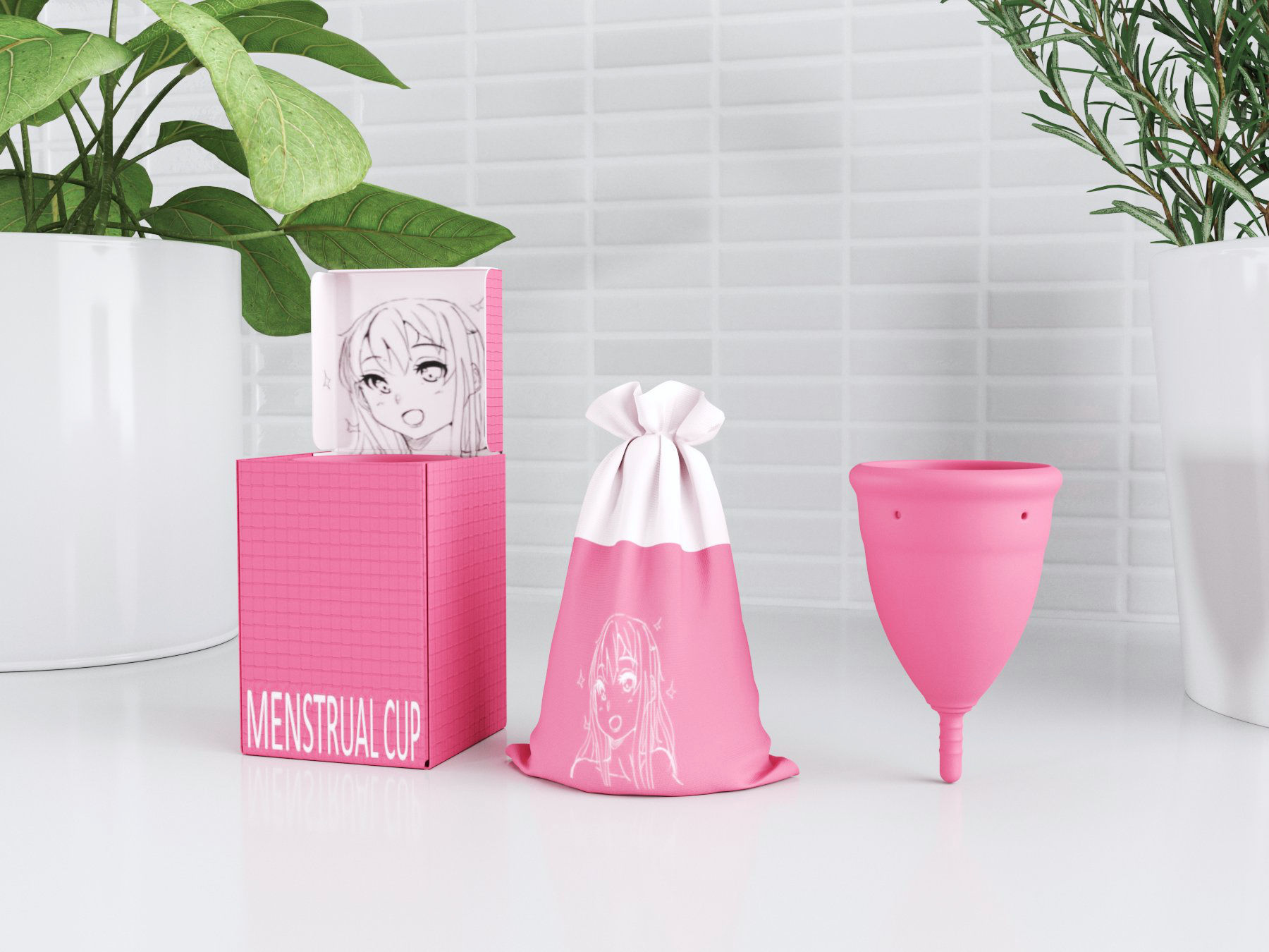menstrual cup set 3D model | CGTrader