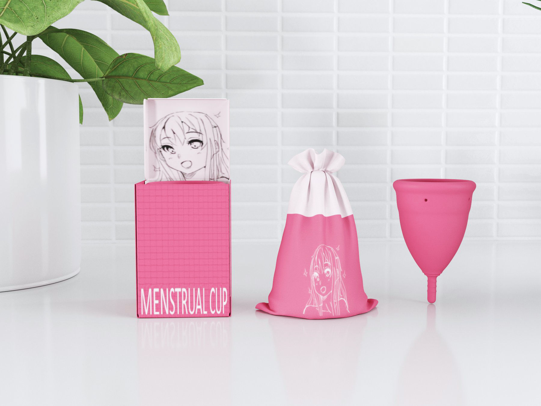 menstrual cup set 3D model | CGTrader
