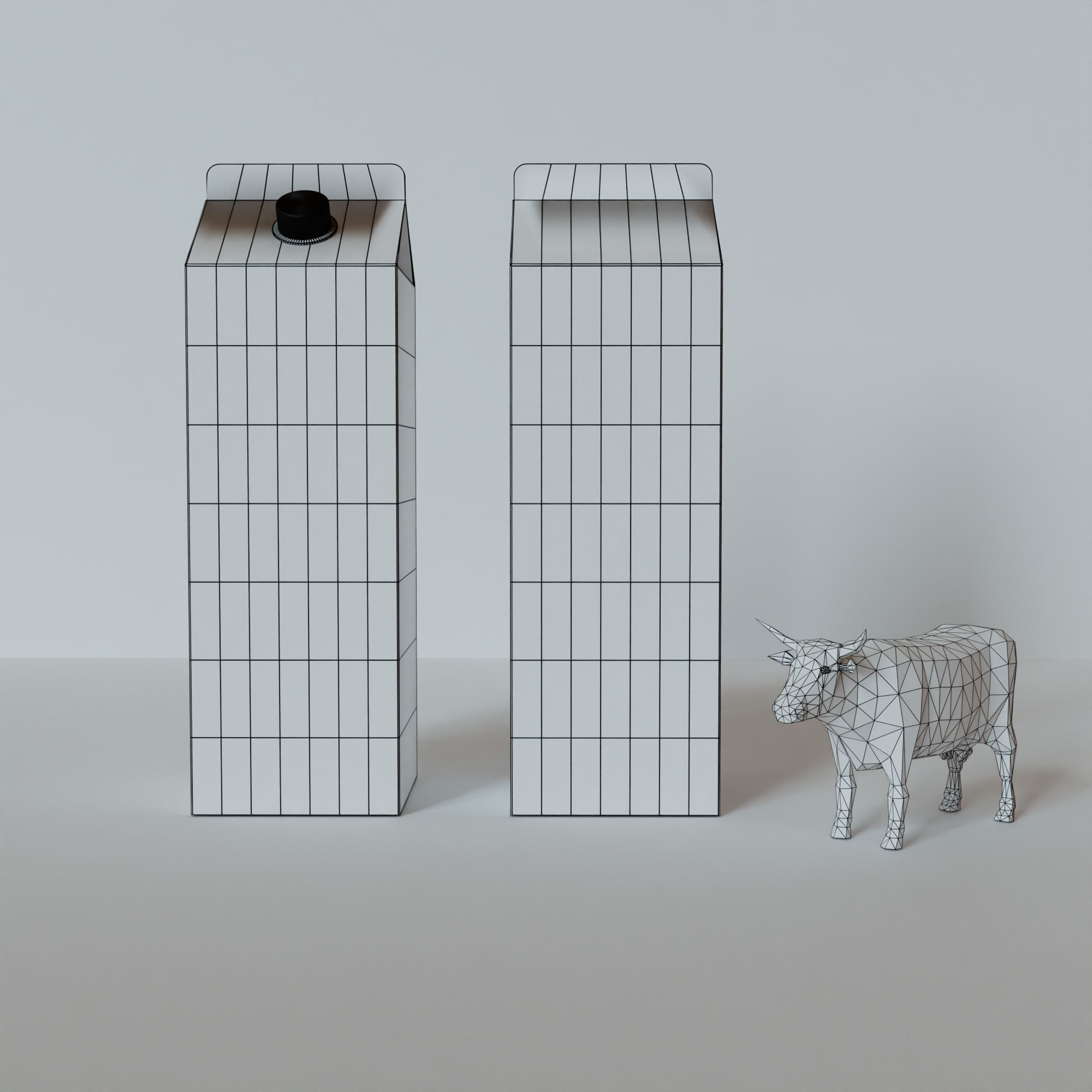 product design - milk package with cow model 3D model | CGTrader