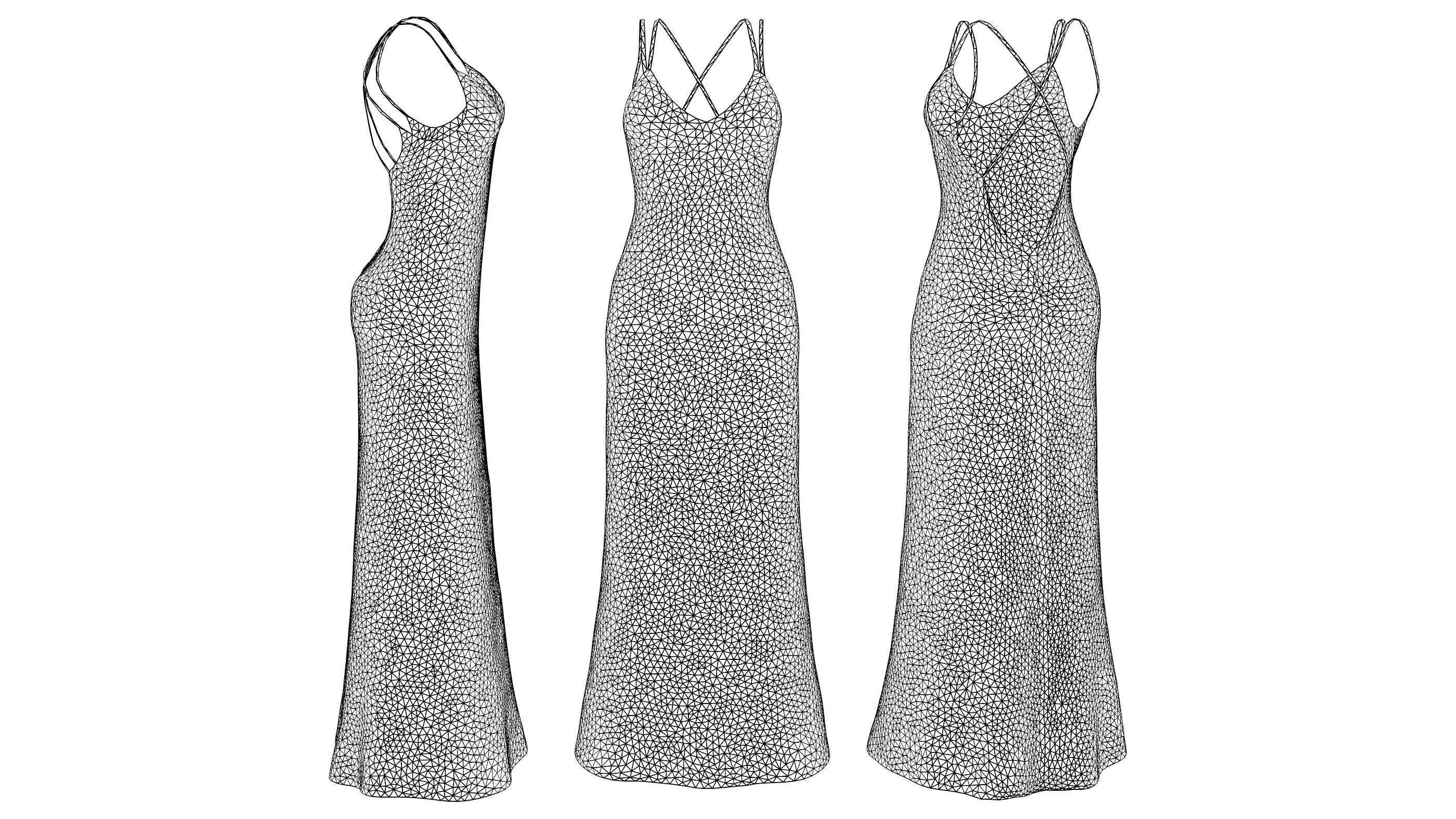 3D model Spaghetti Cross Straps Dress VR / AR / low-poly | CGTrader