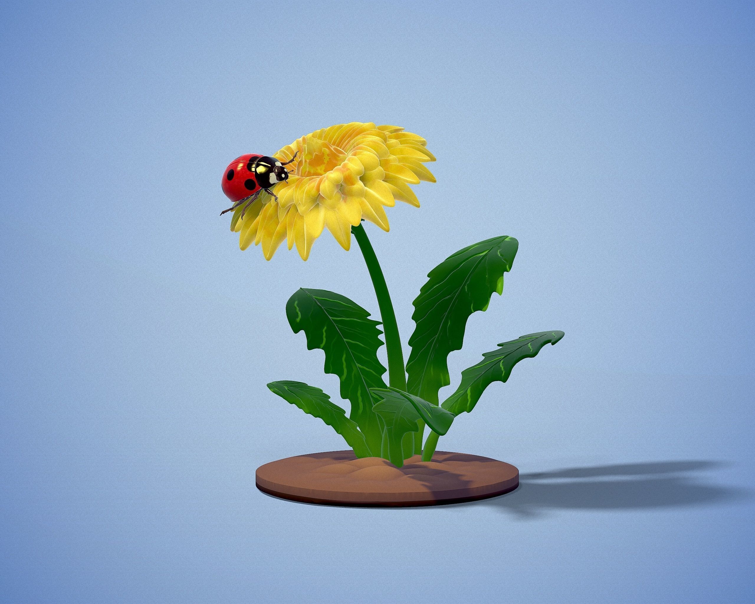 printready LADYBUG and FLOWER 3D model 3D printable | CGTrader