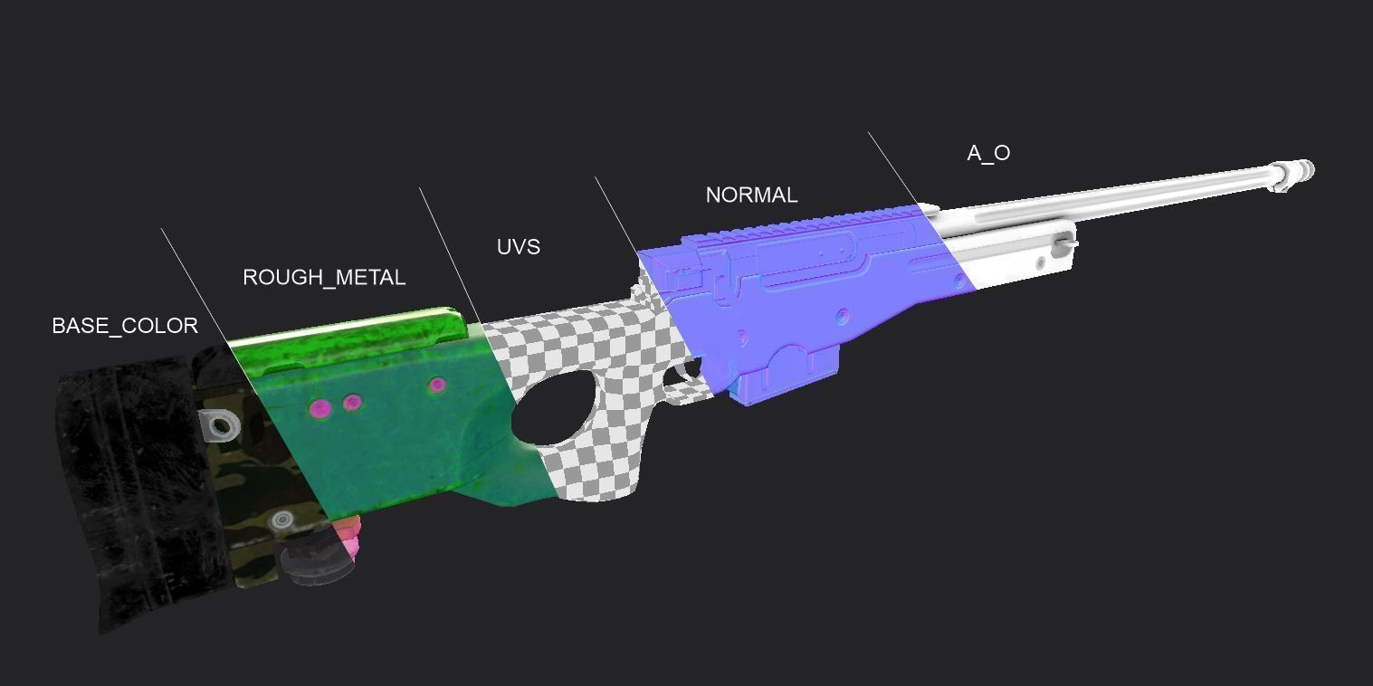 3D model AWM Sniper Rifle Low-poly 3D model VR / AR / low-poly | CGTrader